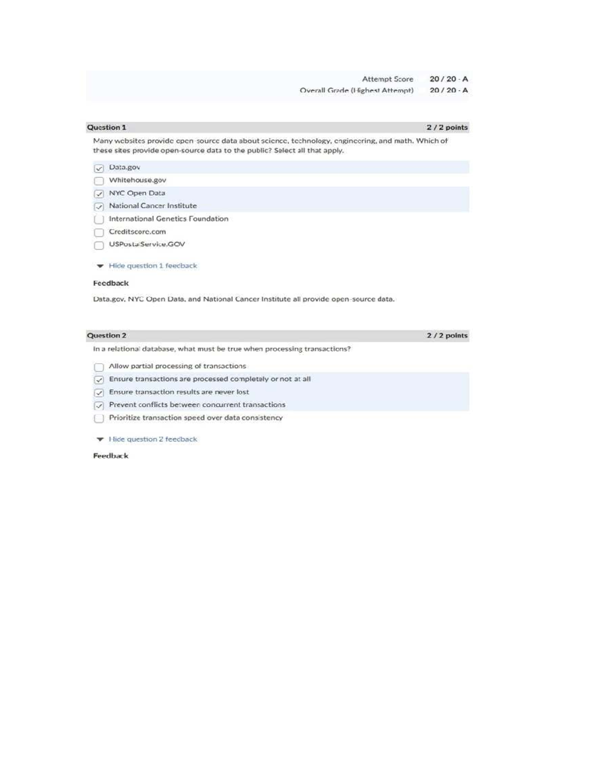 1-3 Quiz: Database Systems and SQL Concepts - Studocu