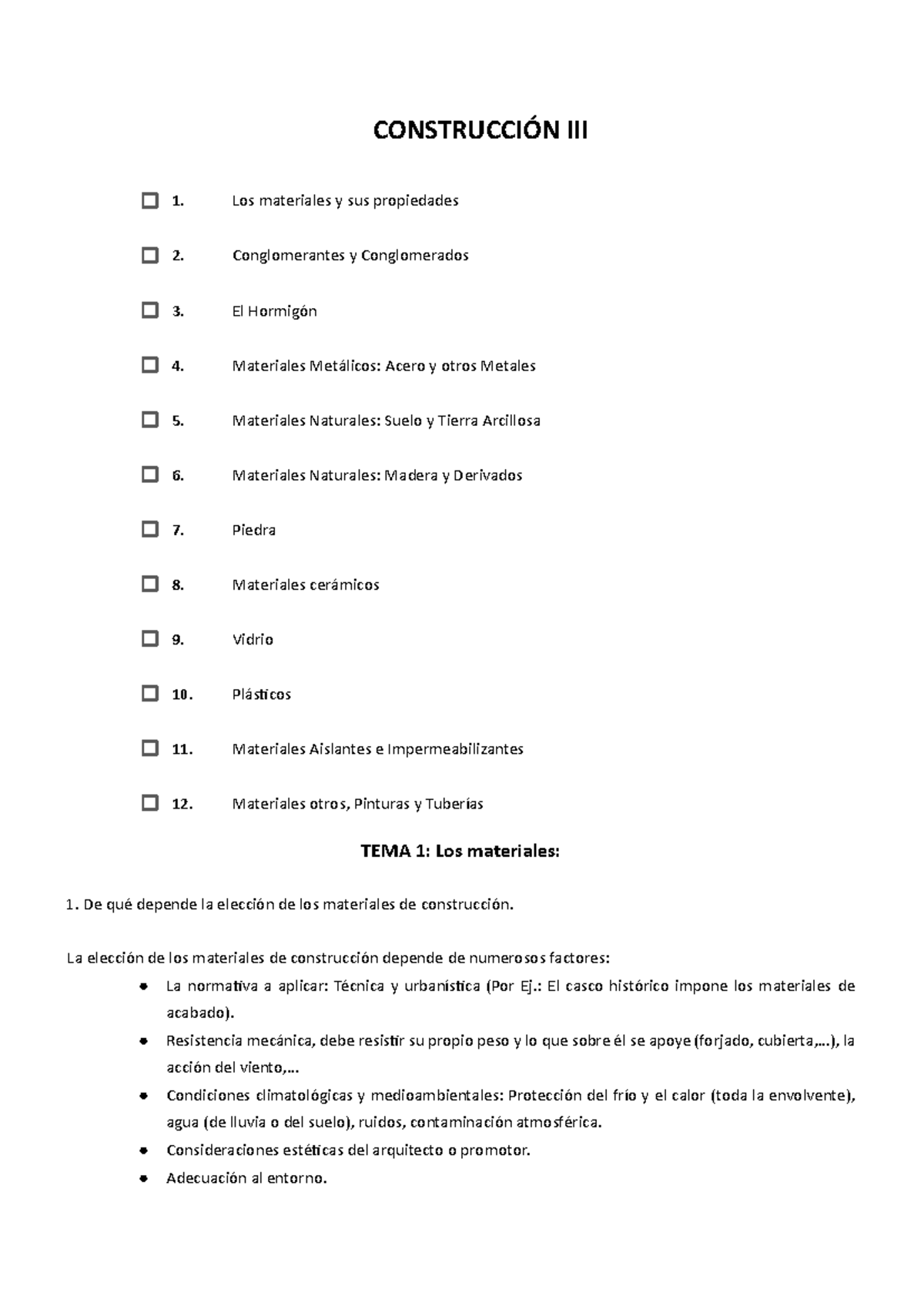 Materiales de Construcción: Propiedades y Usos (CONSTRUCCIÓN 1) - Studocu