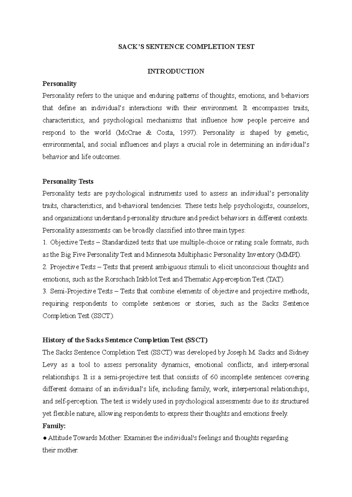 SSCT - Analysis and Insights from the Sacks Sentence Completion Test ...