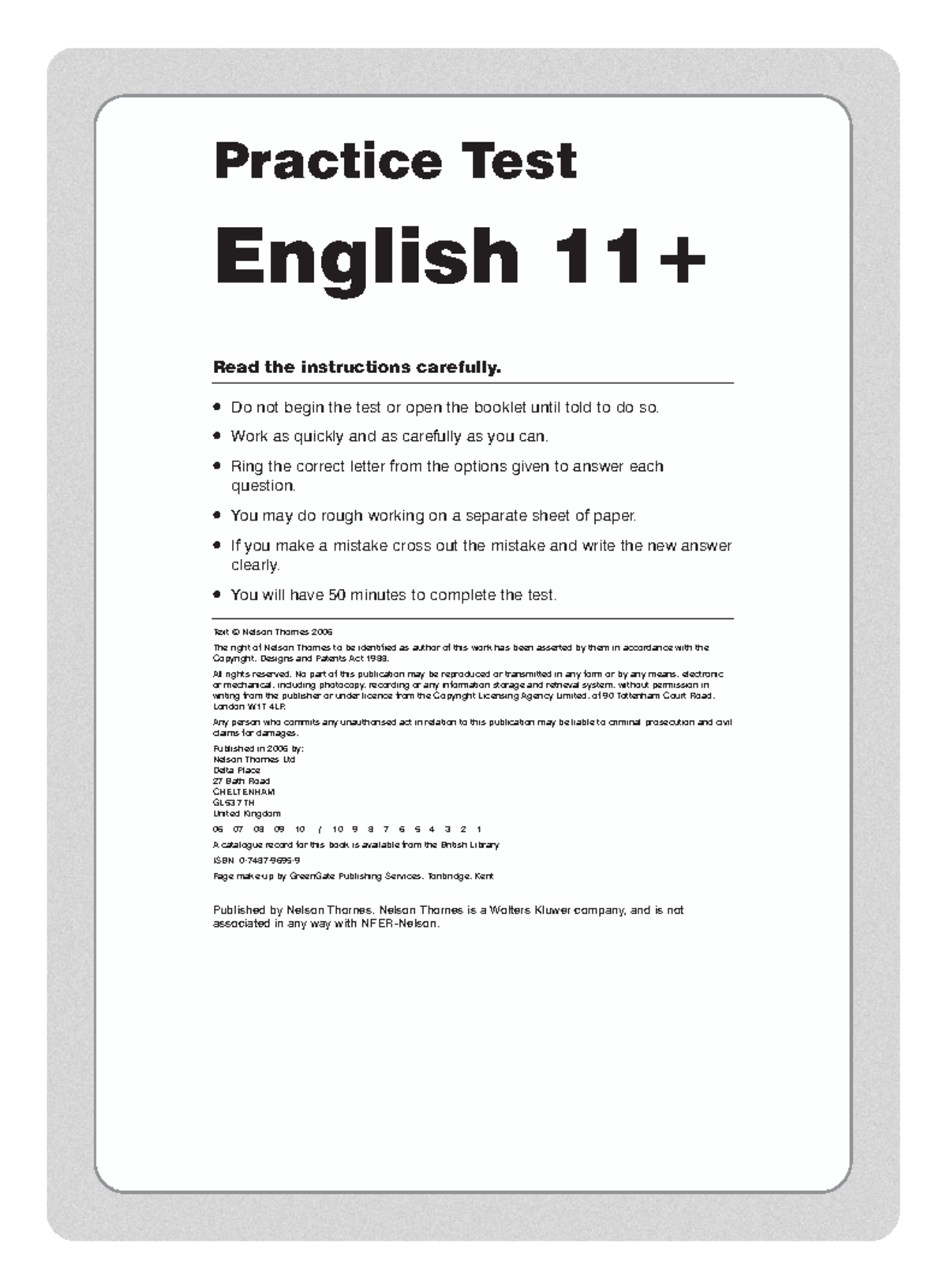 11 Plus English Sample Test Practice - 535973574 - Studocu