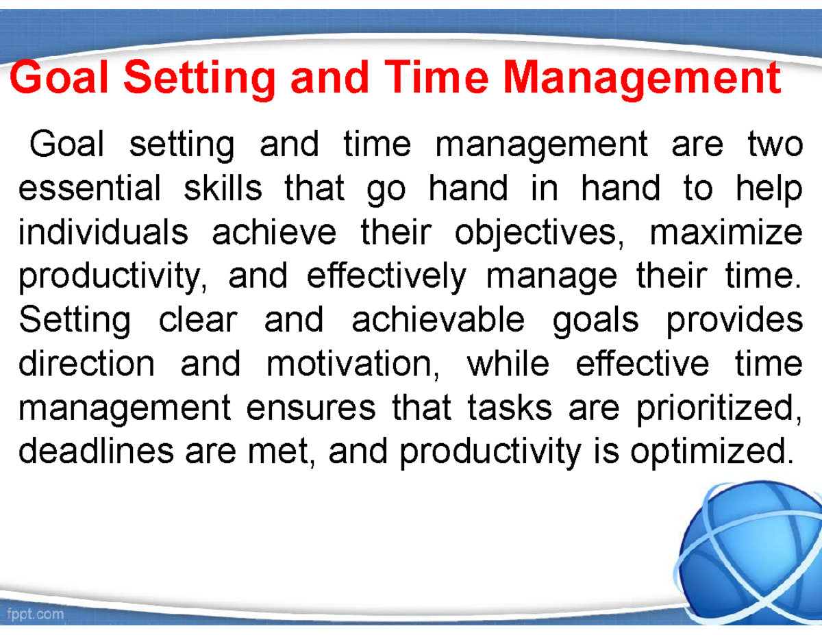 Goal Setting & Time Management Strategies - 33-47 - Studocu