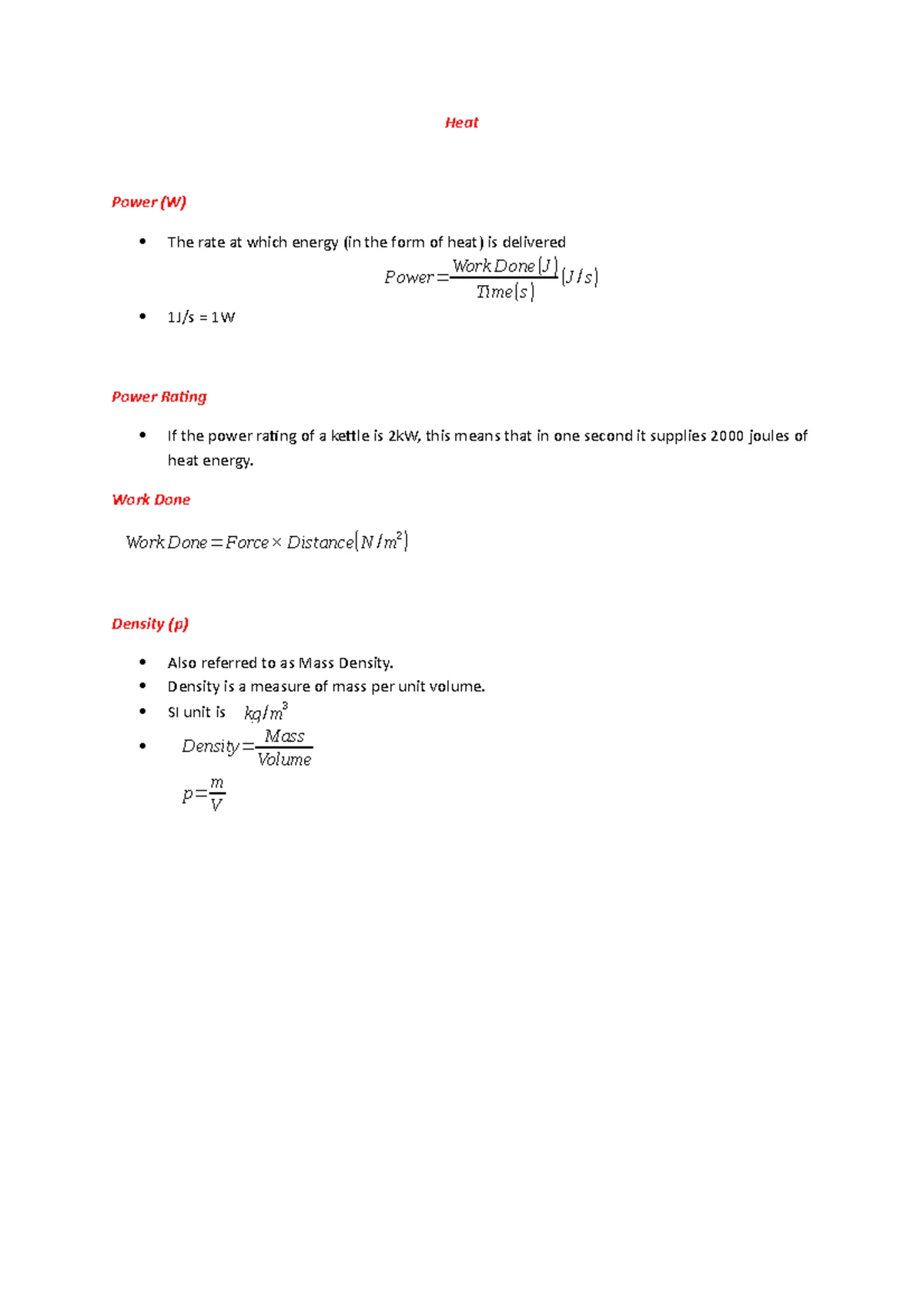 Formula; complete list of all formulas relevant for Thermofluid 1 - Expansion Coefficient of ...