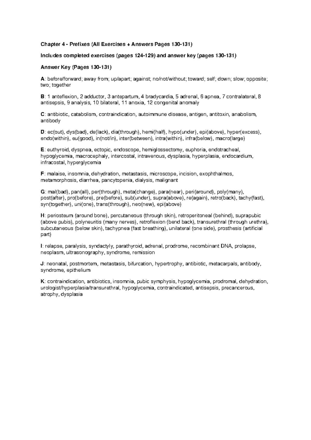 Chapter 4 Prefixes: Complete Exercises & Answer Key (FULL-1) - Studocu