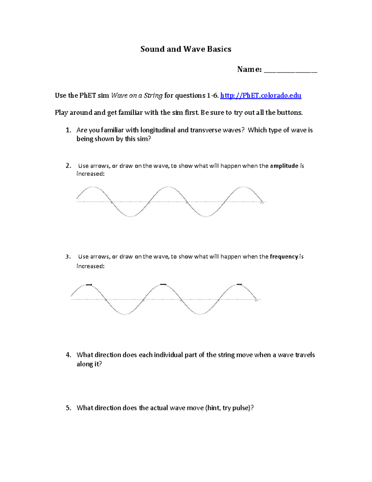 Tuning Fork Water Lab (Makeup Lab) - Sound and Wave Basics Name ...