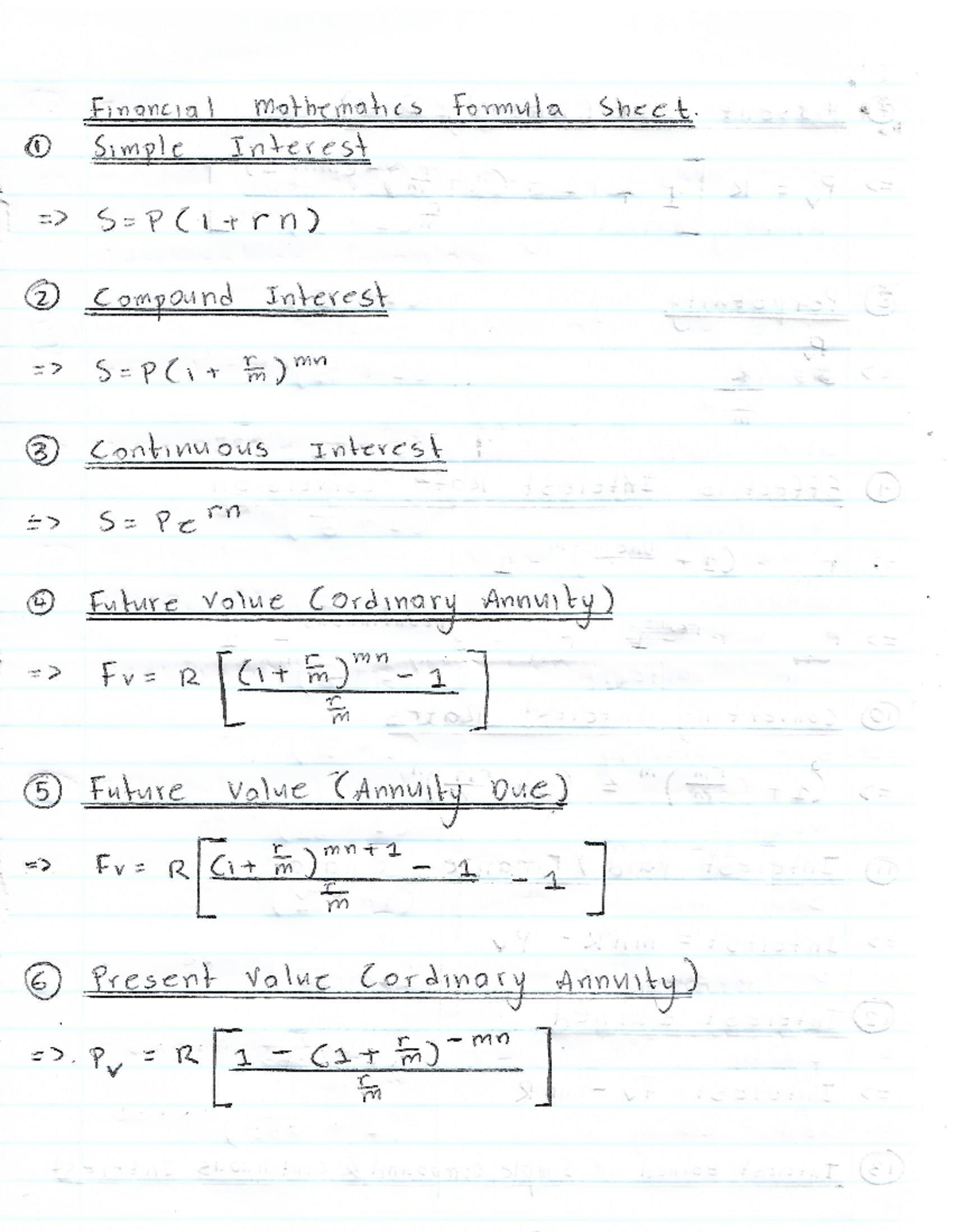 Financial Mathematics Formulas And Notes - MAA00A1 - Studocu