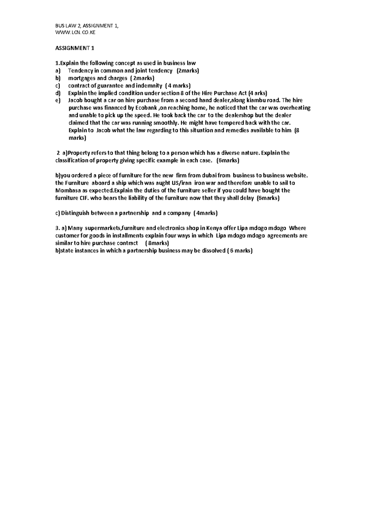 BUS LAW 2, ASSIGNMENT 1: Key Concepts and Legal Scenarios Explained ...