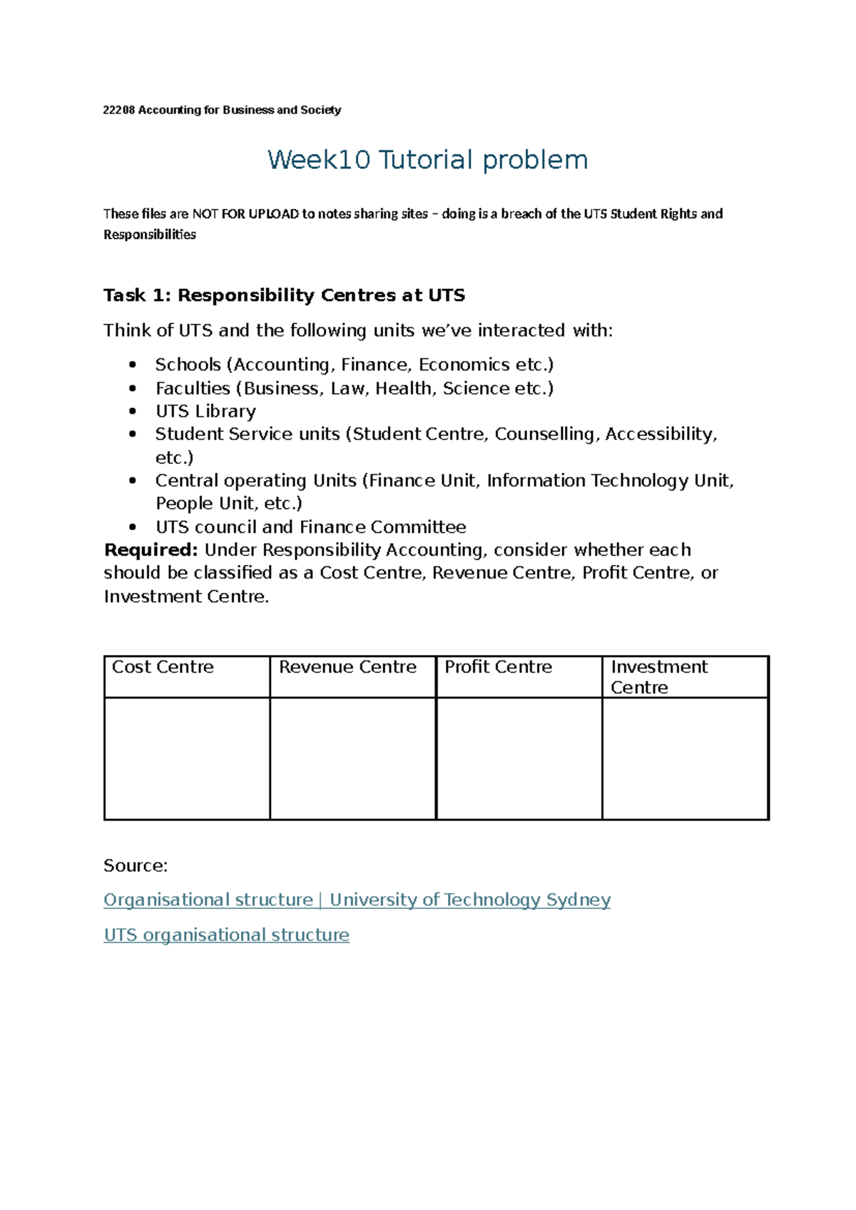 22208 Aut25 Accounting for Business & Society Week 10 Tutorial Problem ...