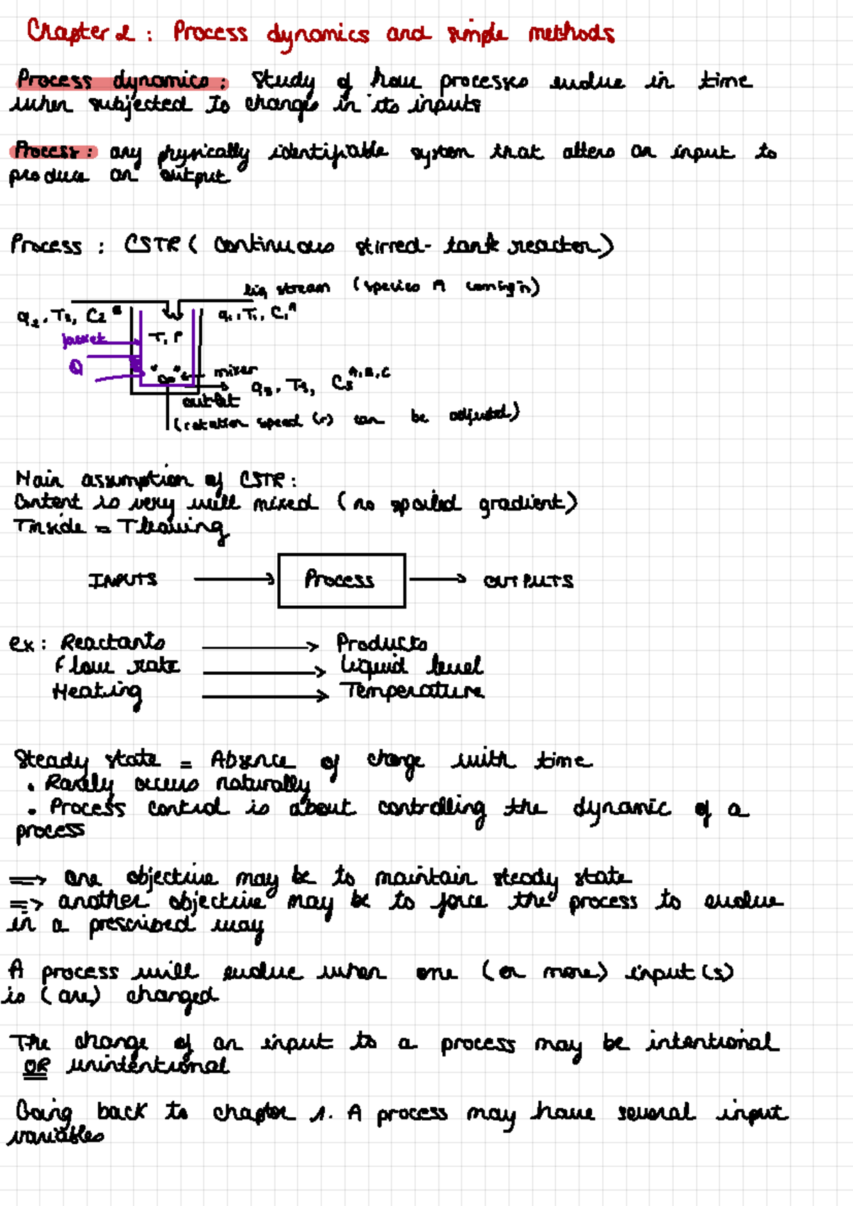 Chapter 2: Dynamics of Continuous Stirred Tank Reactors (CSTR) - Studocu