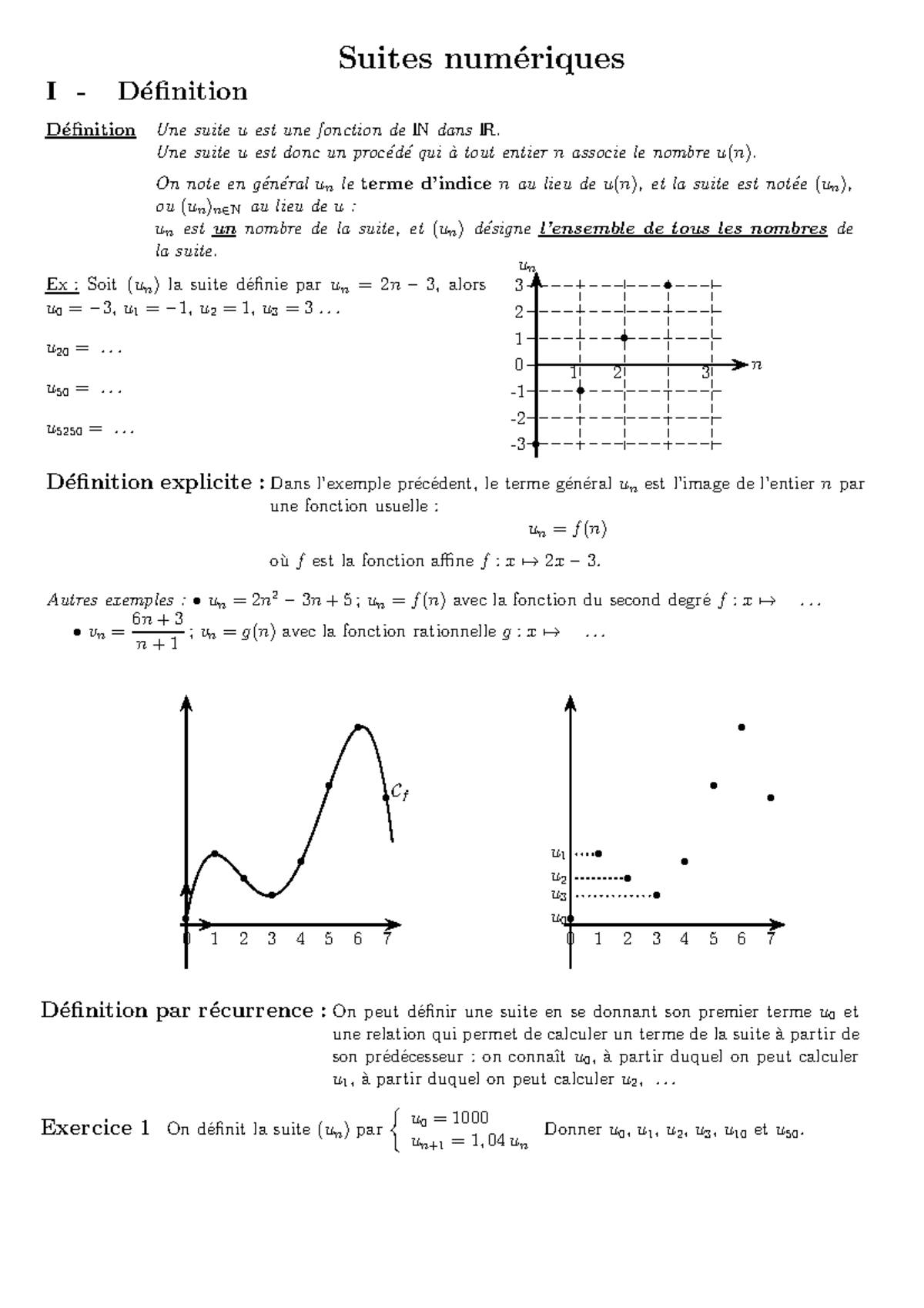 Suites Numériques - Concepts et Exercices (Math 101) - Studocu