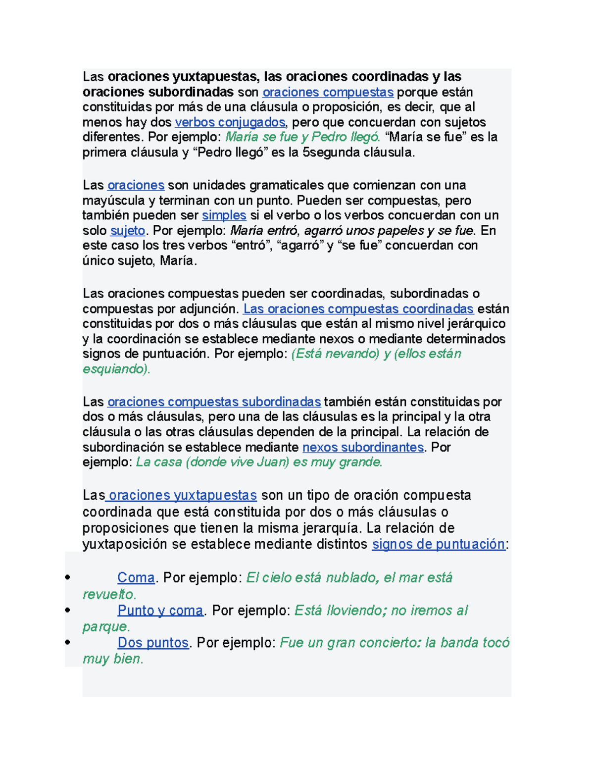 Ejemplos De Oraciones Complejas