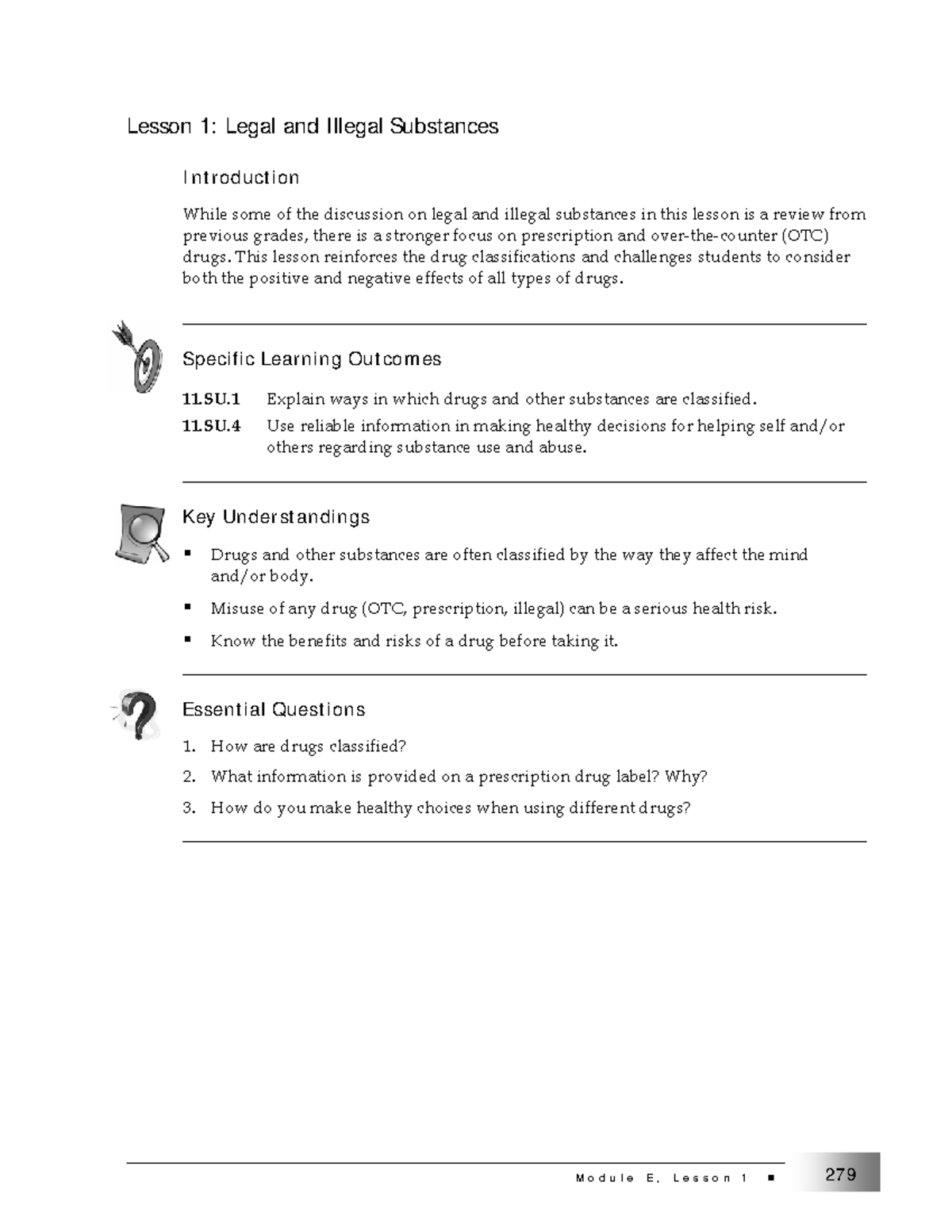 Module E, Lesson 1: Understanding Legal and Illegal Substances - Studocu