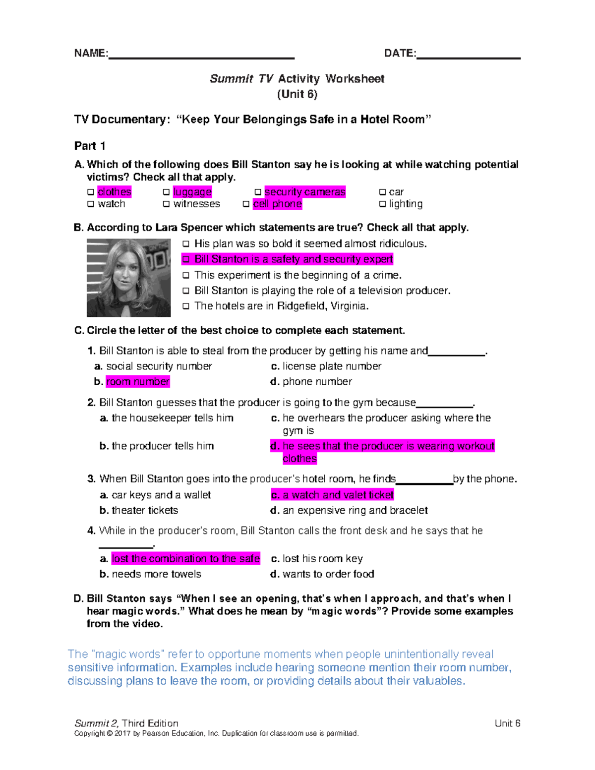 Summit TV Unit 6 Activity Worksheet: Documentary Analysis Exercise ...