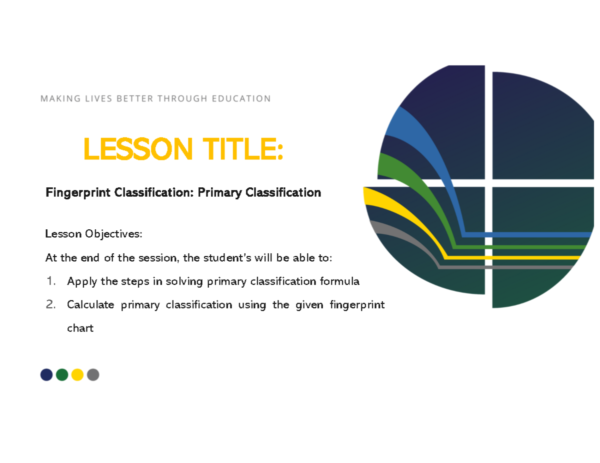 CRI-199 - Lesson on Primary Fingerprint Classification Techniques - Studocu
