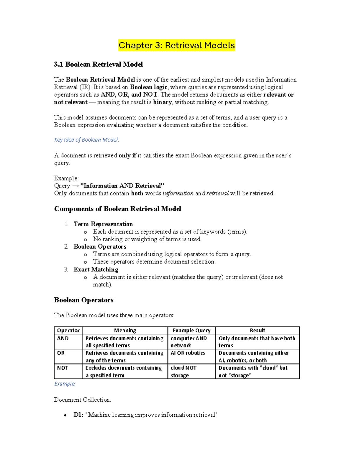 Chapter 3: Retrieval Models - Boolean, Vector Space & Probabilistic ...