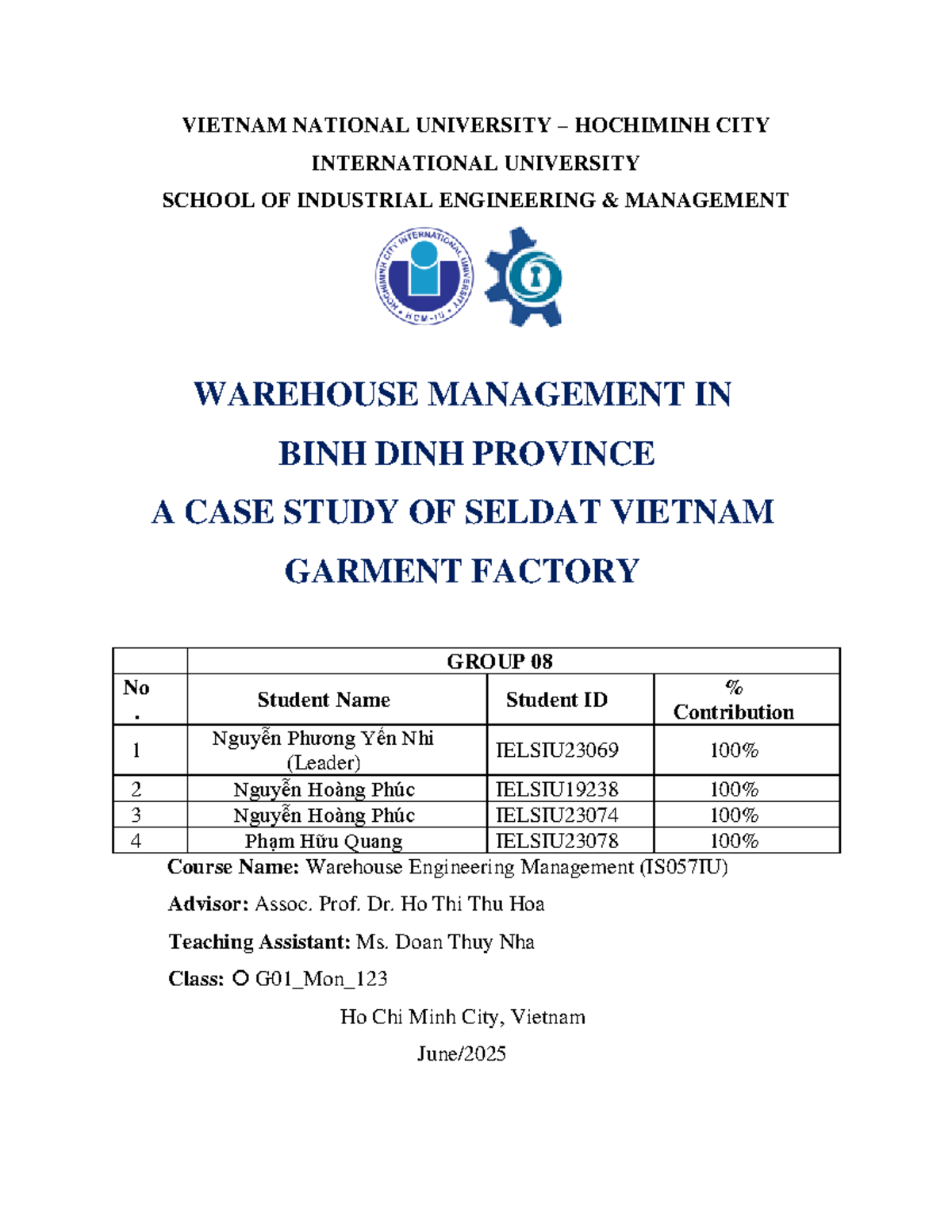 WEM Report Mon 123: Case Study on Warehouse Management at Seldat ...