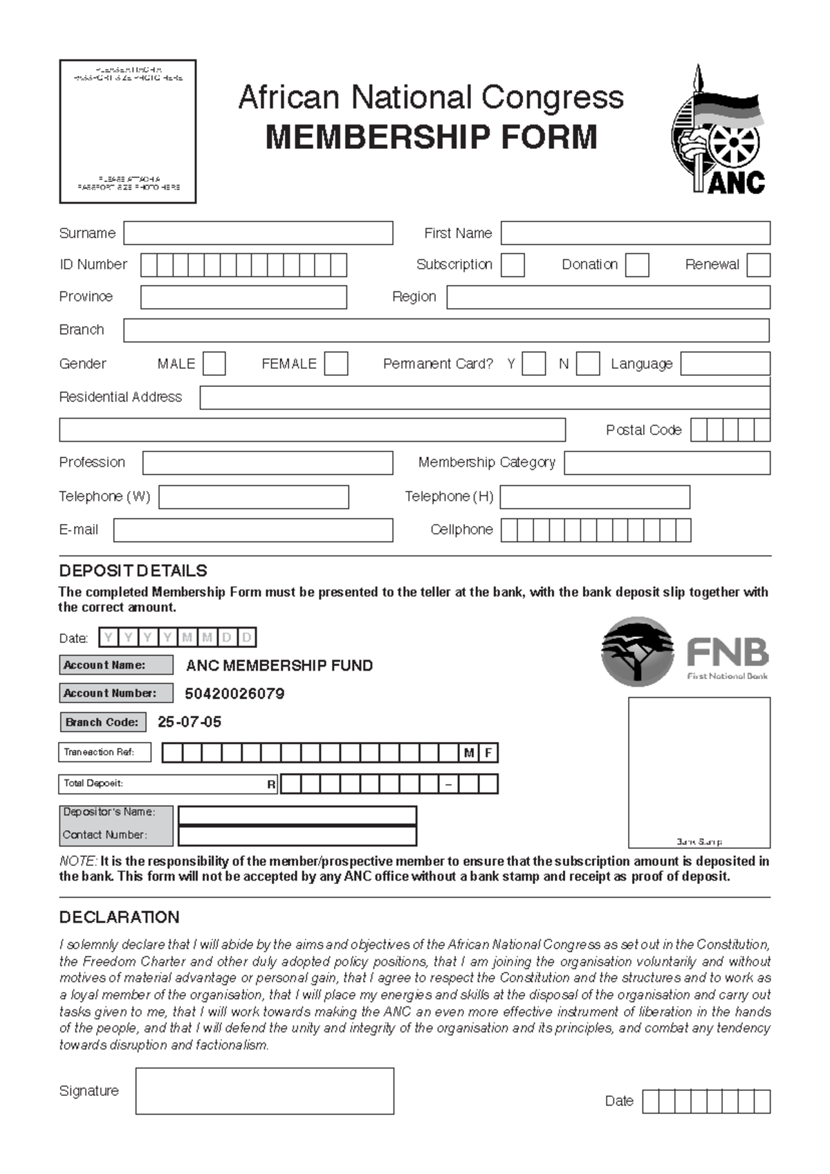 ANC Membership Application & Renewal Form - Studocu