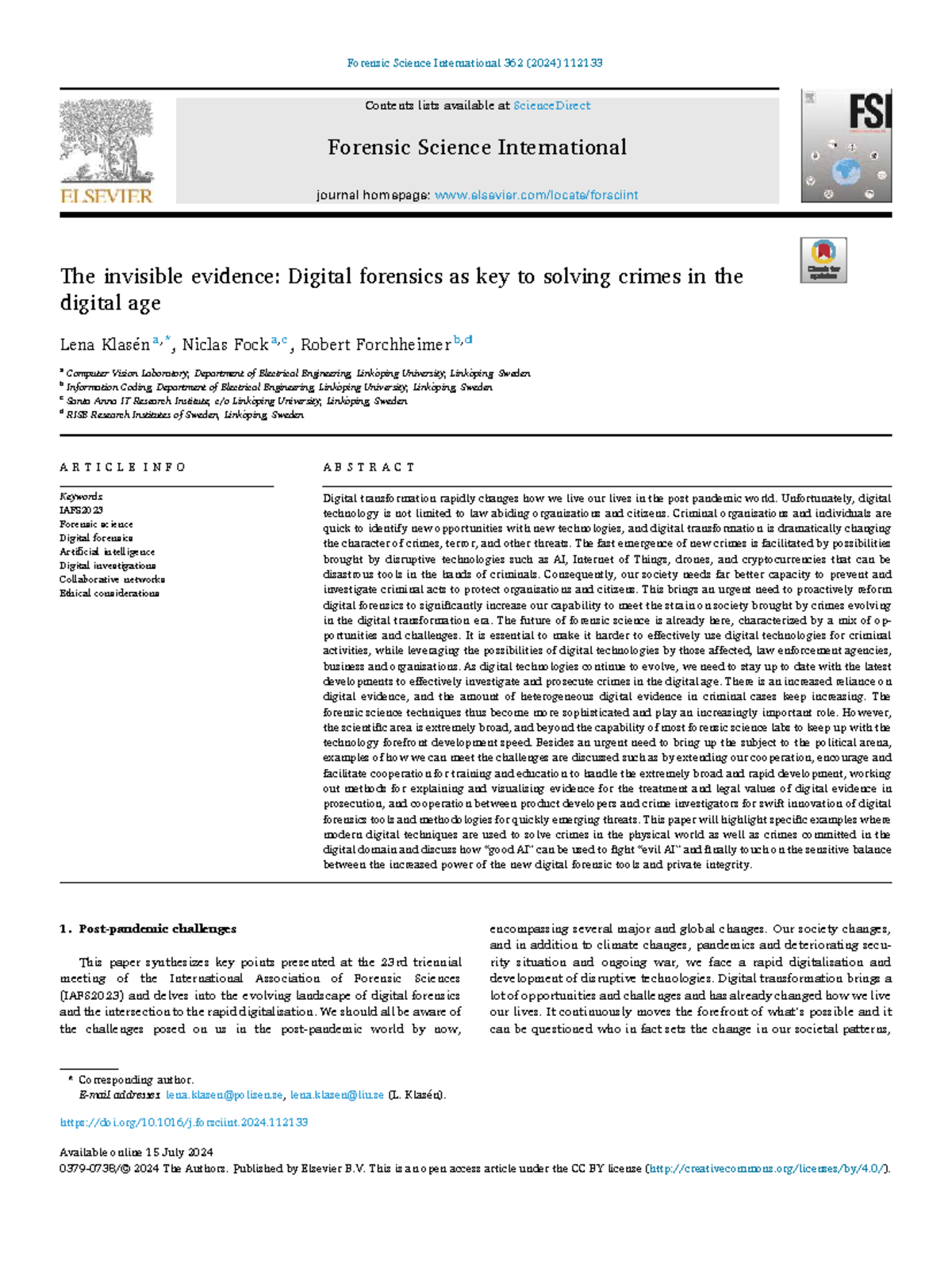 Digital Forensics as a Key to Solving Crimes in the Digital Age ...