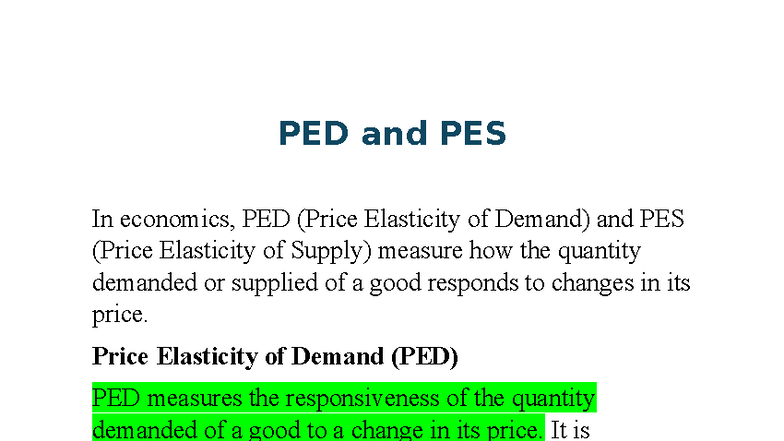 Numericals(PPF,PED,PES,Opportunity Cost) - PED and PES In economics ...