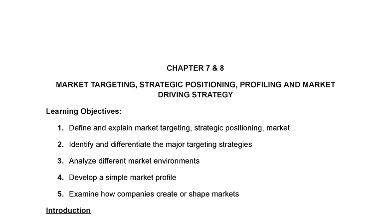 CHAPTER 7 STRATMA 1: Market Targeting & Strategic Positioning Insights ...