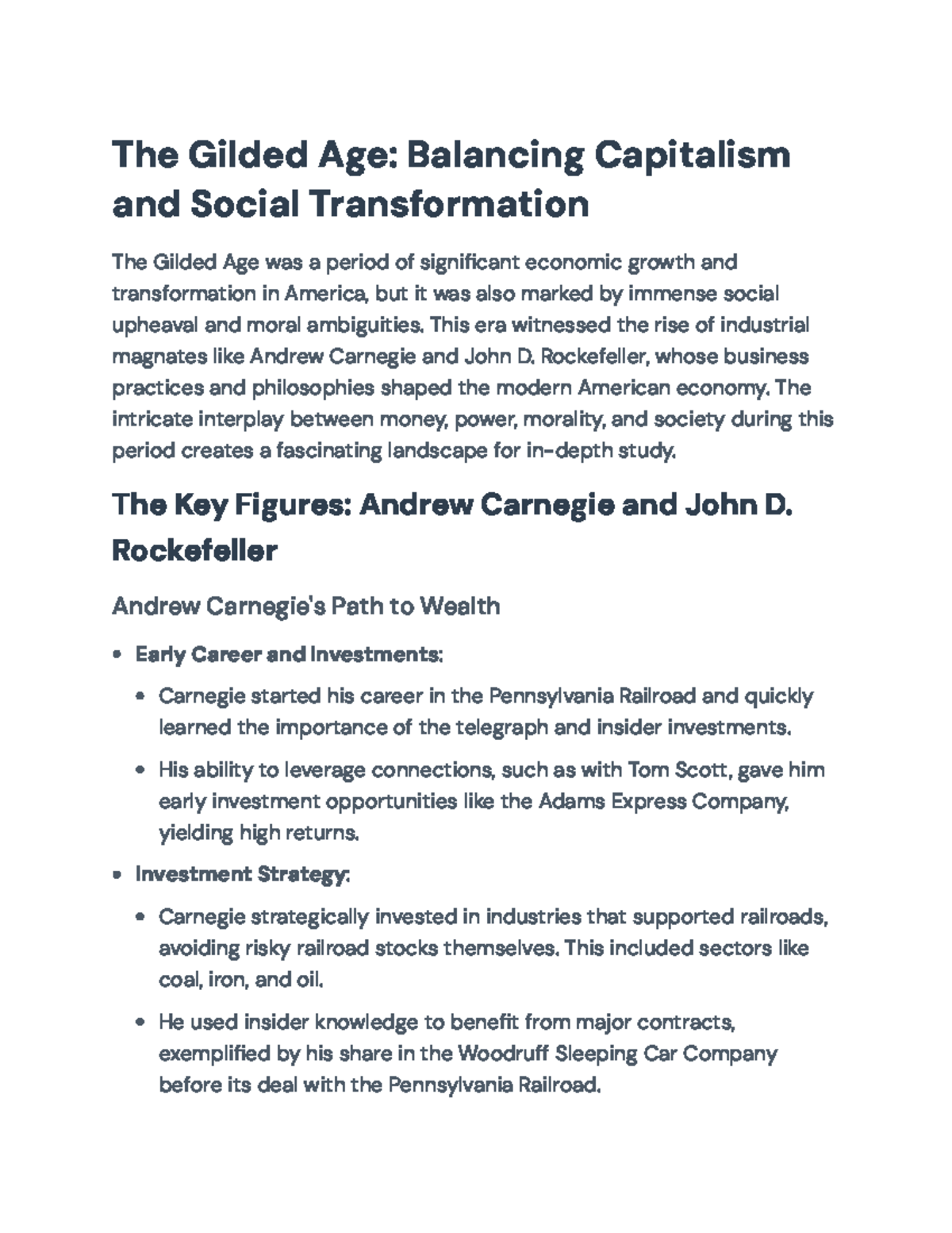 The Gilded Age: Capitalism, Social Change, and Key Figures (HIST-101 ...