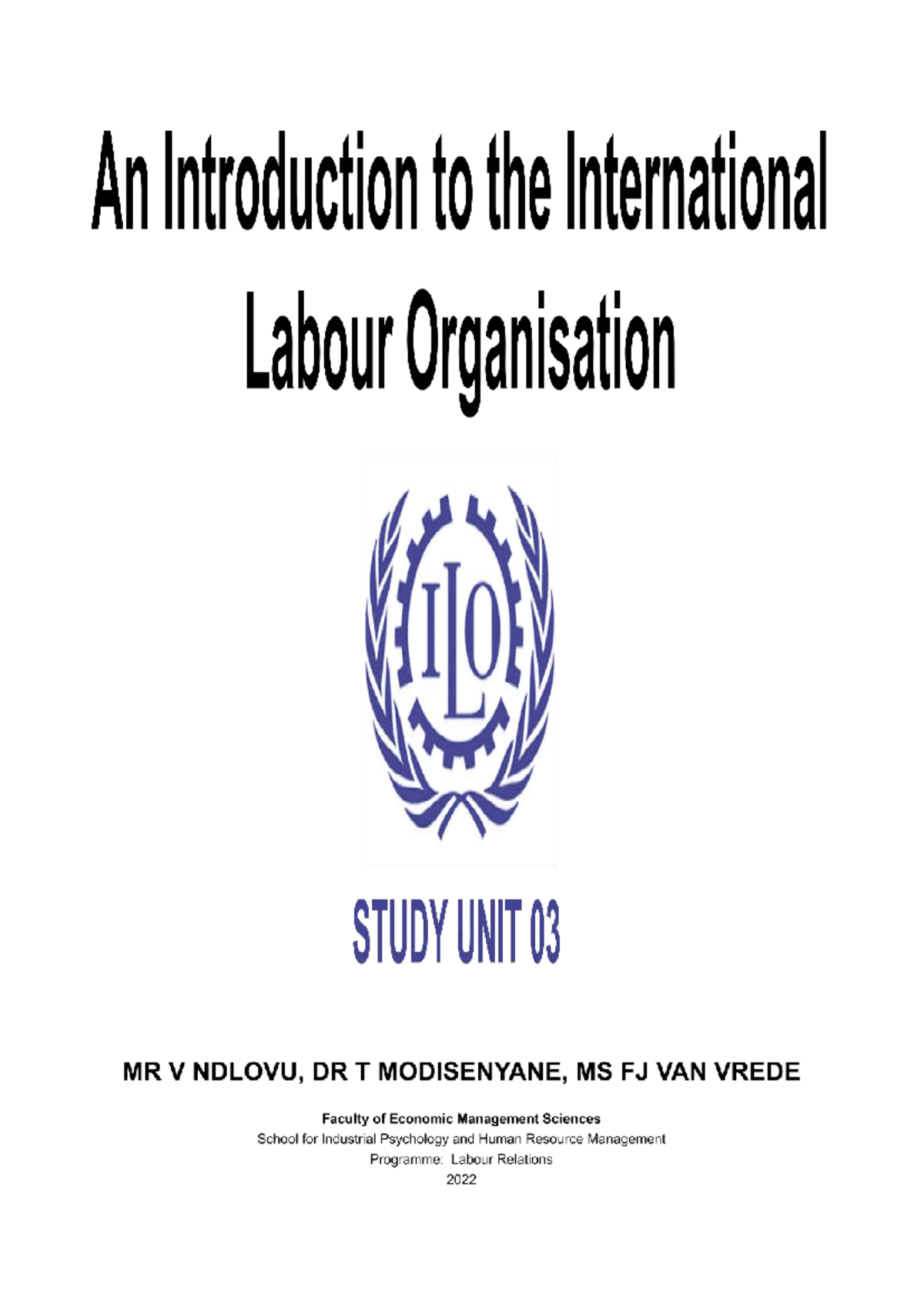 LARM 112: Overview of International Labour Standards and Their Impact ...