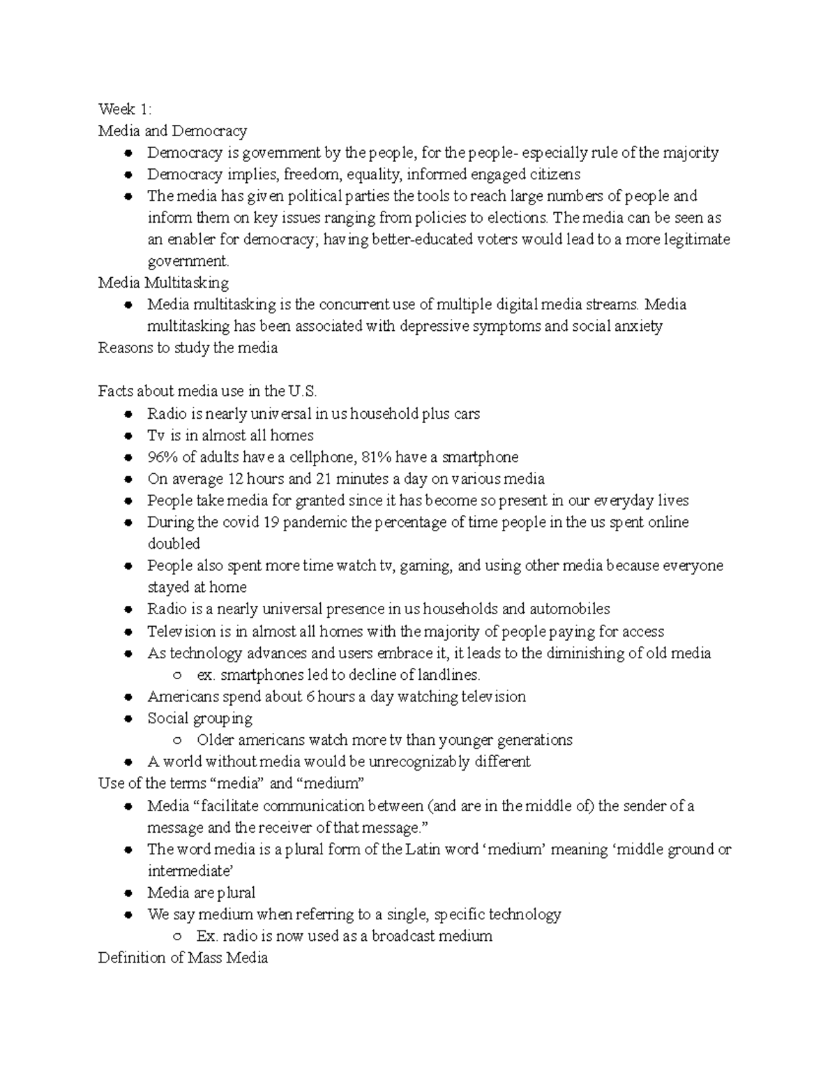 Media and Democracy: Key Concepts for Midterm 1 in Media Studies - Studocu