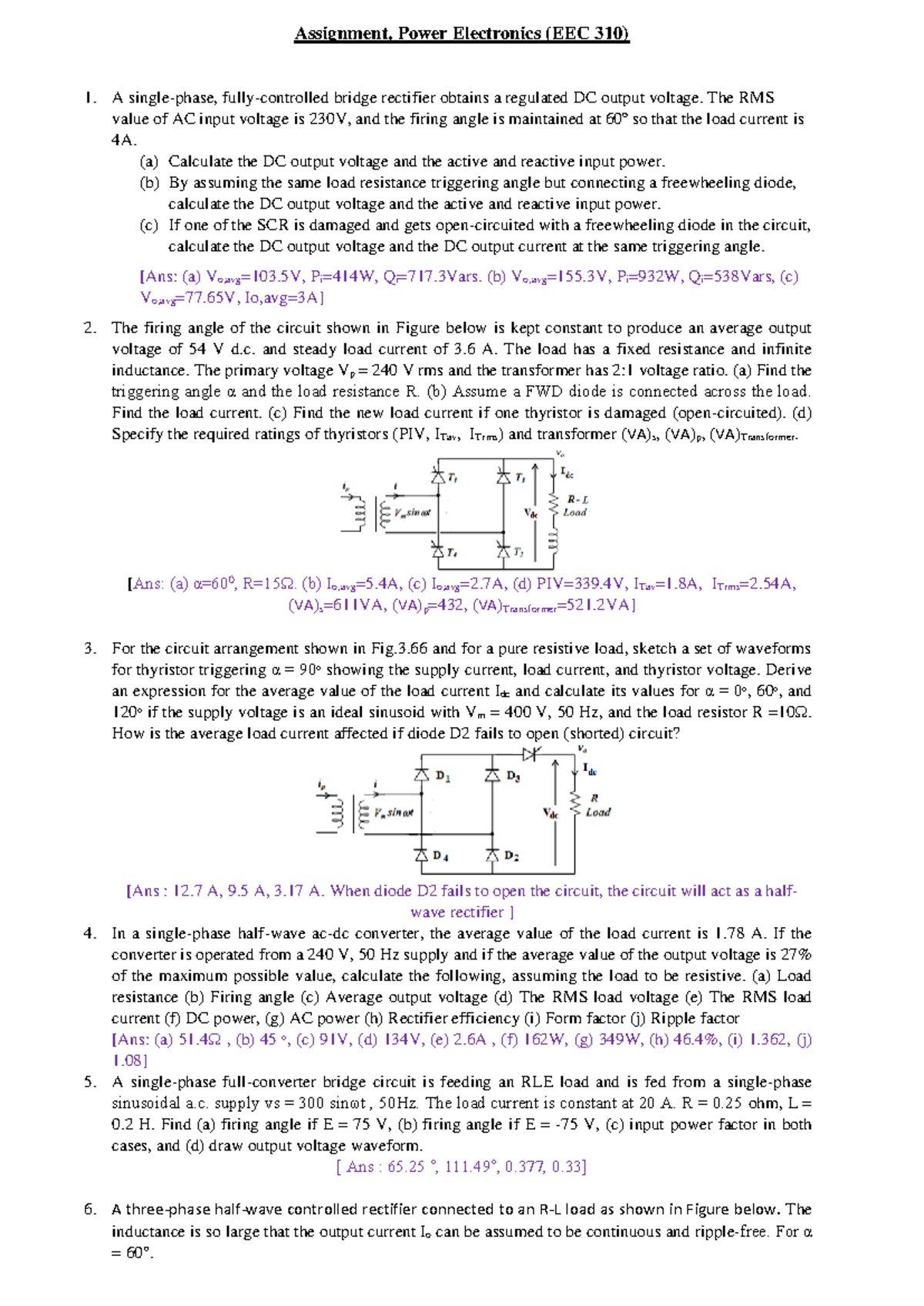 Final Assignment EEC 310: Comprehensive Study in Power Electronics - Studocu