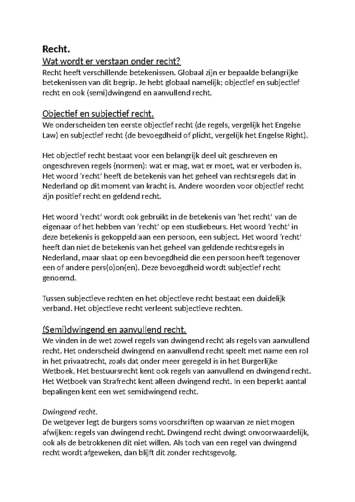 Rechtsbegrippen: Objectief, Subjectief, Dwingend & Aanvullend Recht ...