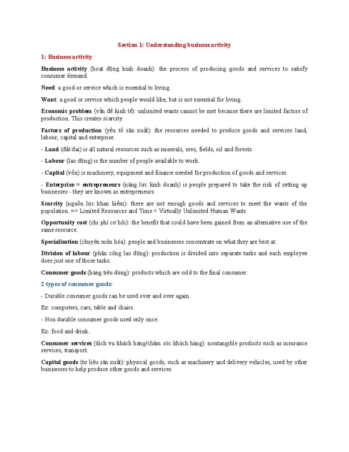 Understanding Business Activity: Key Concepts and Classifications ...