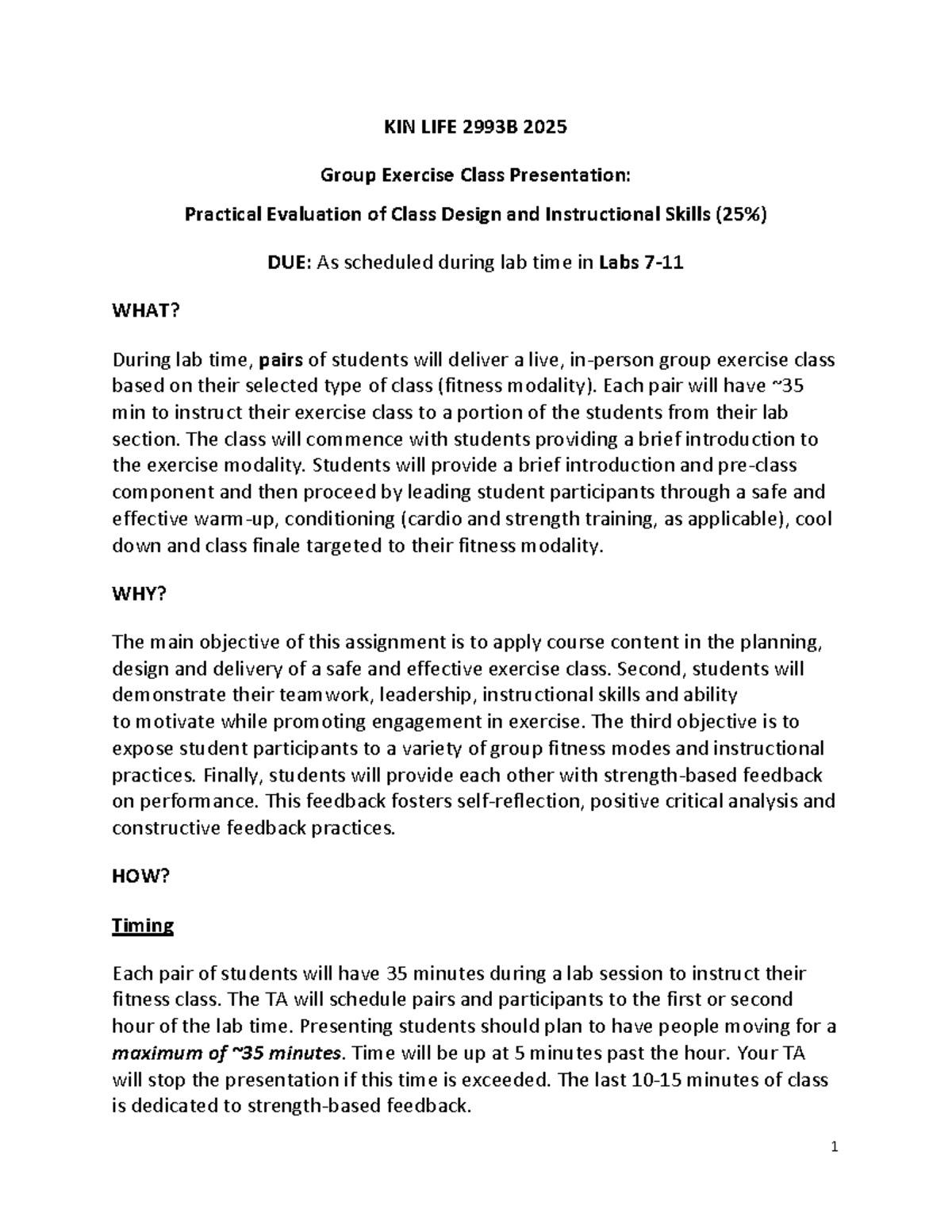 2993 group exercise class outline - KIN LIFE 2993B 2025 Group Exercise ...