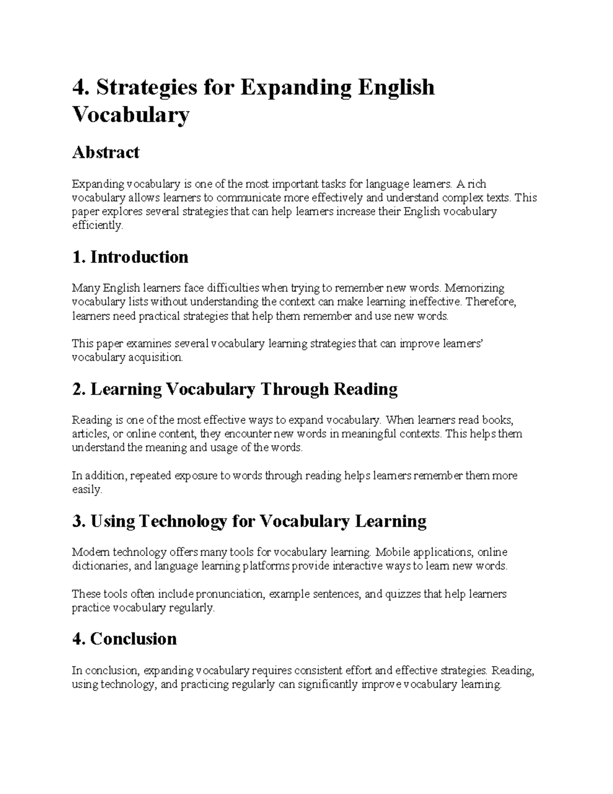Research 4: Effective Strategies for Expanding English Vocabulary - Studocu