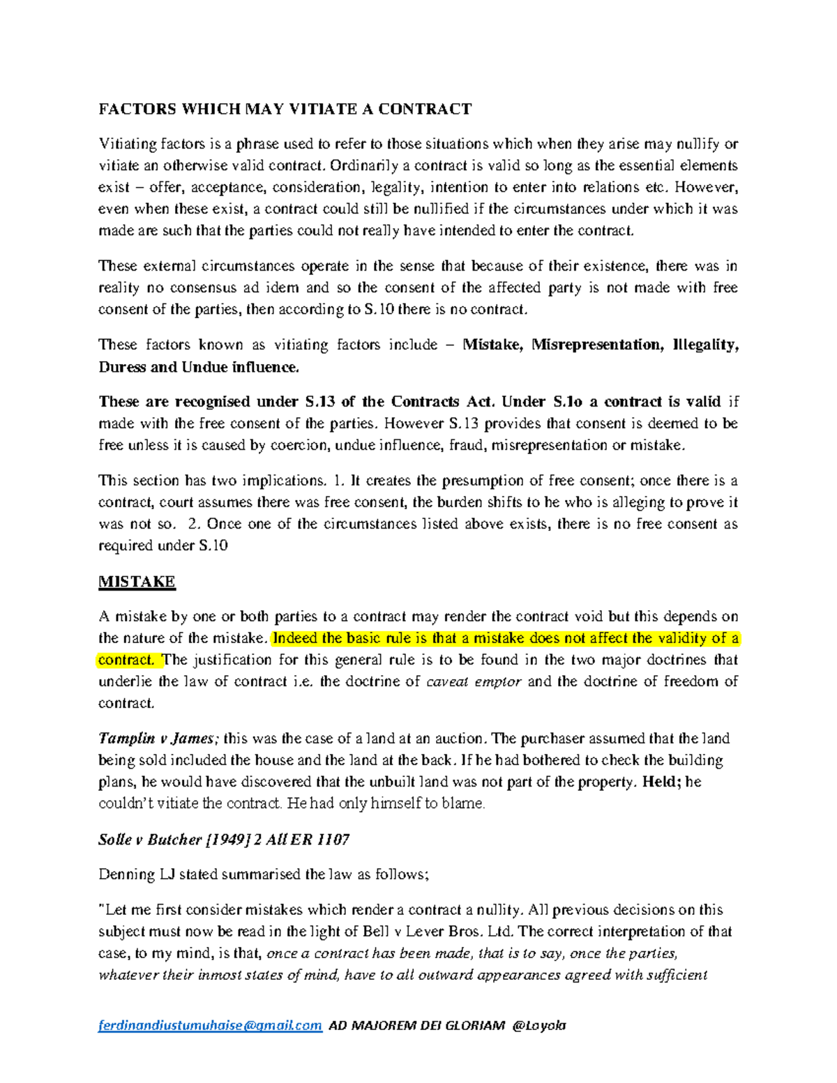 Factors That May Vitiate a Contract: An In-Depth Analysis (LAW 101 ...
