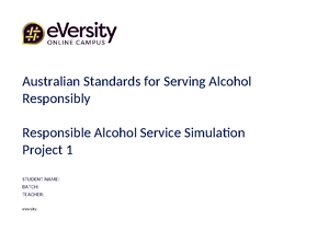 FAB021 EVT-001 Australian Standards for Serving Alcohol Responsibly- Project 3 Template V1 - Studocu