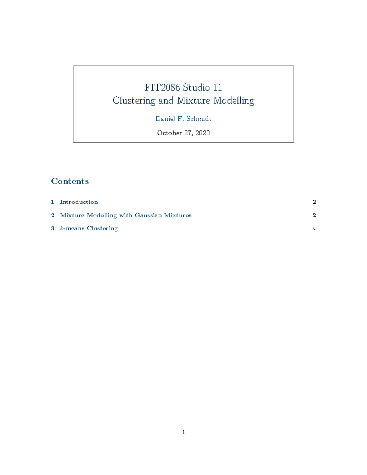 FIT2086 Studio 11: Clustering & Mixture Modelling in R - Studocu