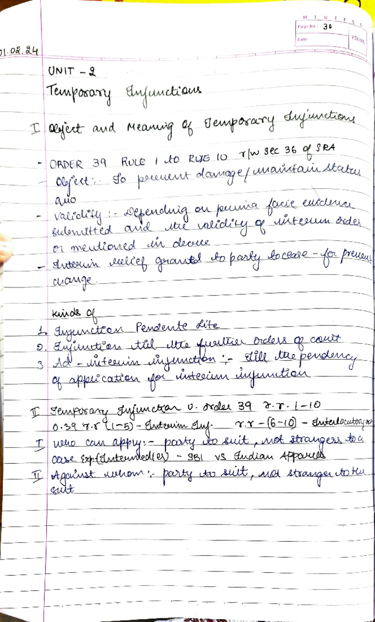 Injunctions Unit 2 Study Guide for Legal Procedures (MT W) - Studocu