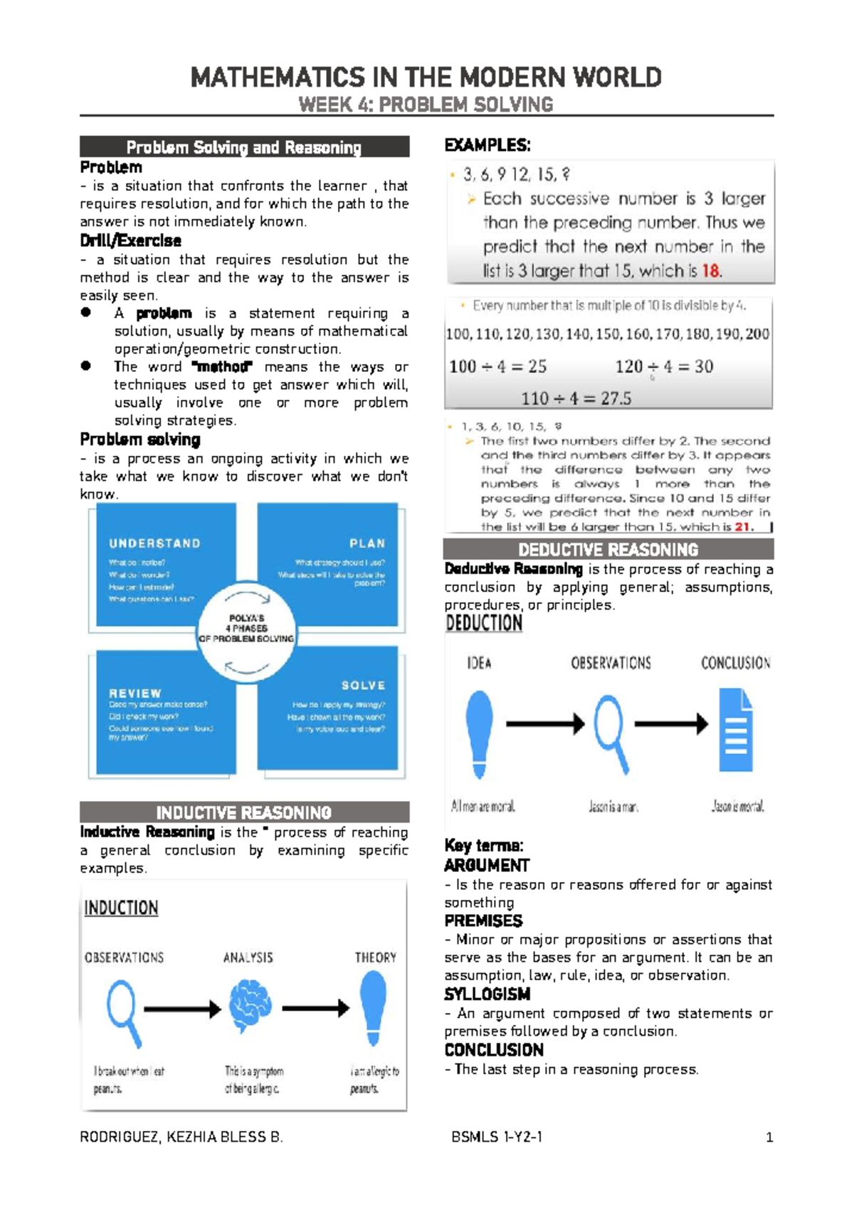 Mathm 111 WEEK 4 Problem Solving - MATHEMATICS IN THE MODERN WORLD WEEK ...