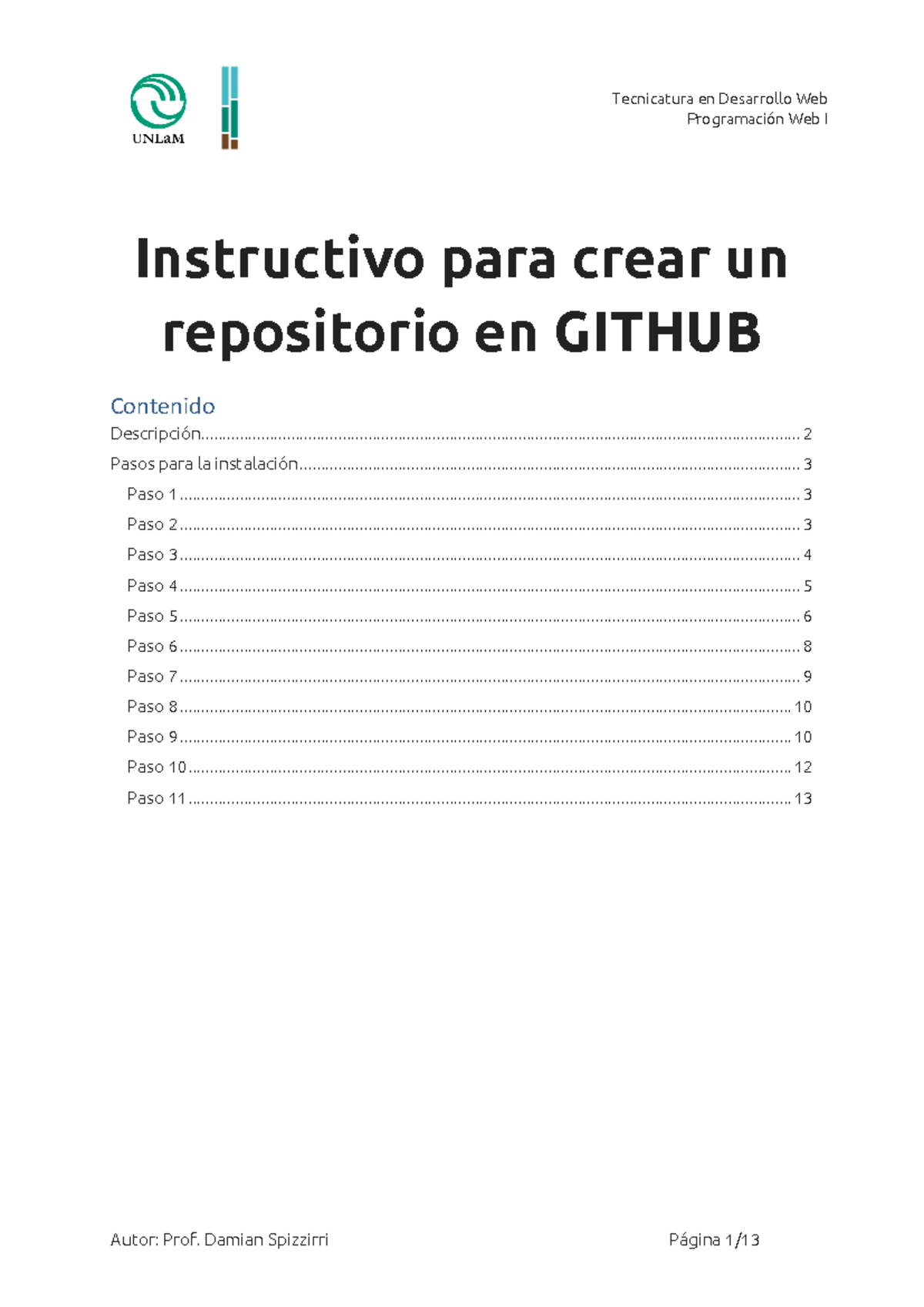 Github-Instructivo - Programación Web I Instructivo para crear un repositorio en GITHUB ...