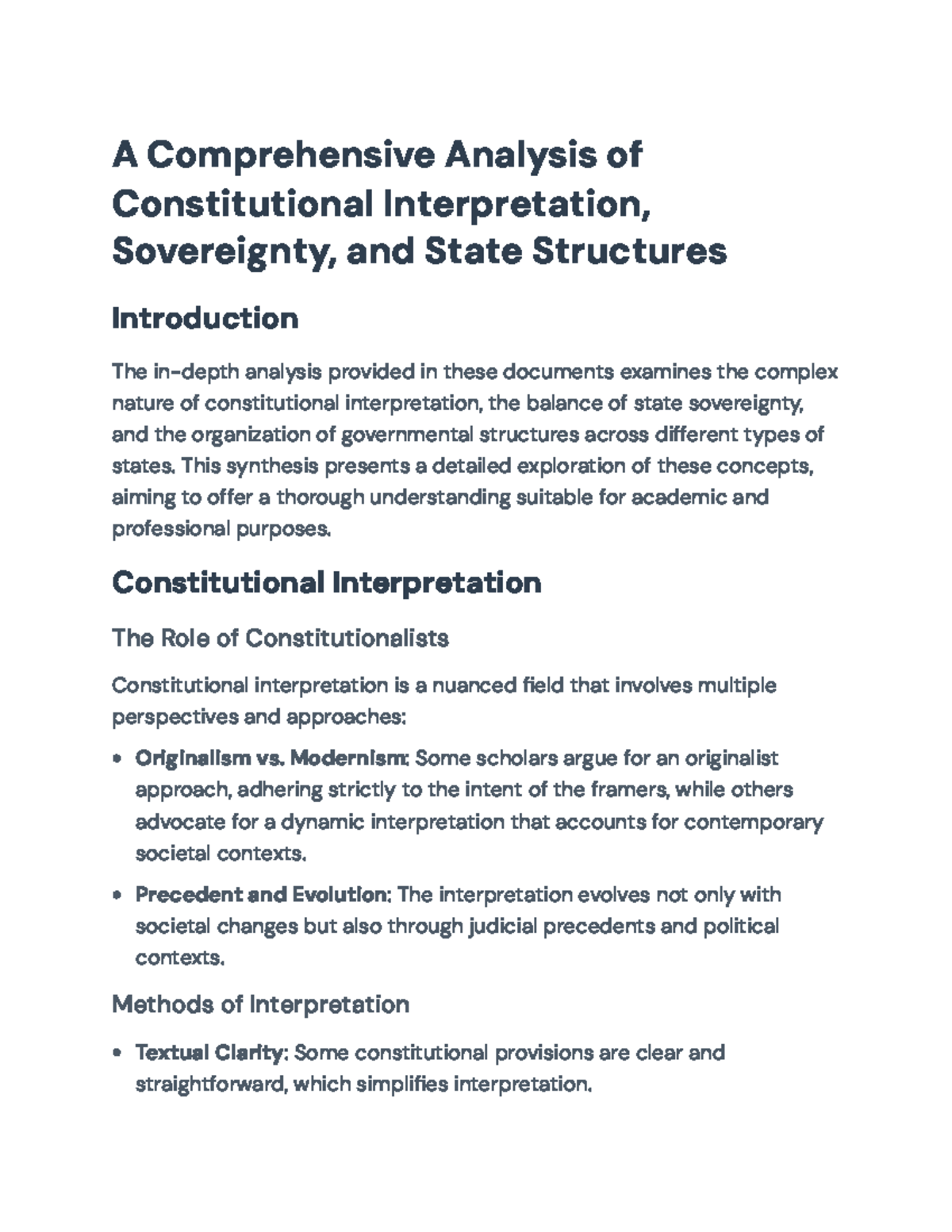 Comprehensive Analysis of Constitutional Interpretation and Sovereignty ...