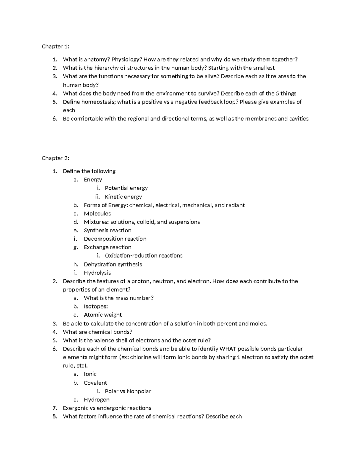 Anatomy Physiology Overview Key Concepts Chapter 1 2 Studocu