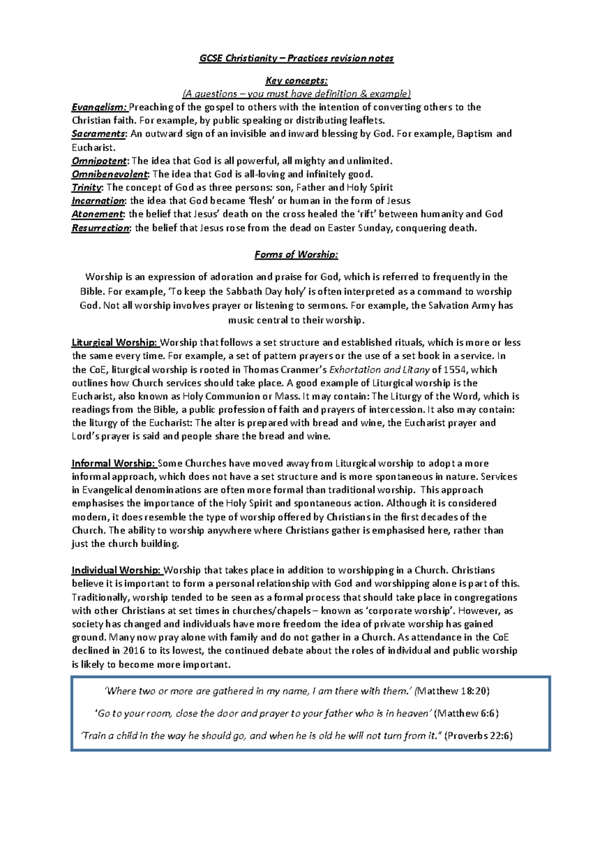 Topic-Christian-Practices - GCSE Christianity – Practices revision ...
