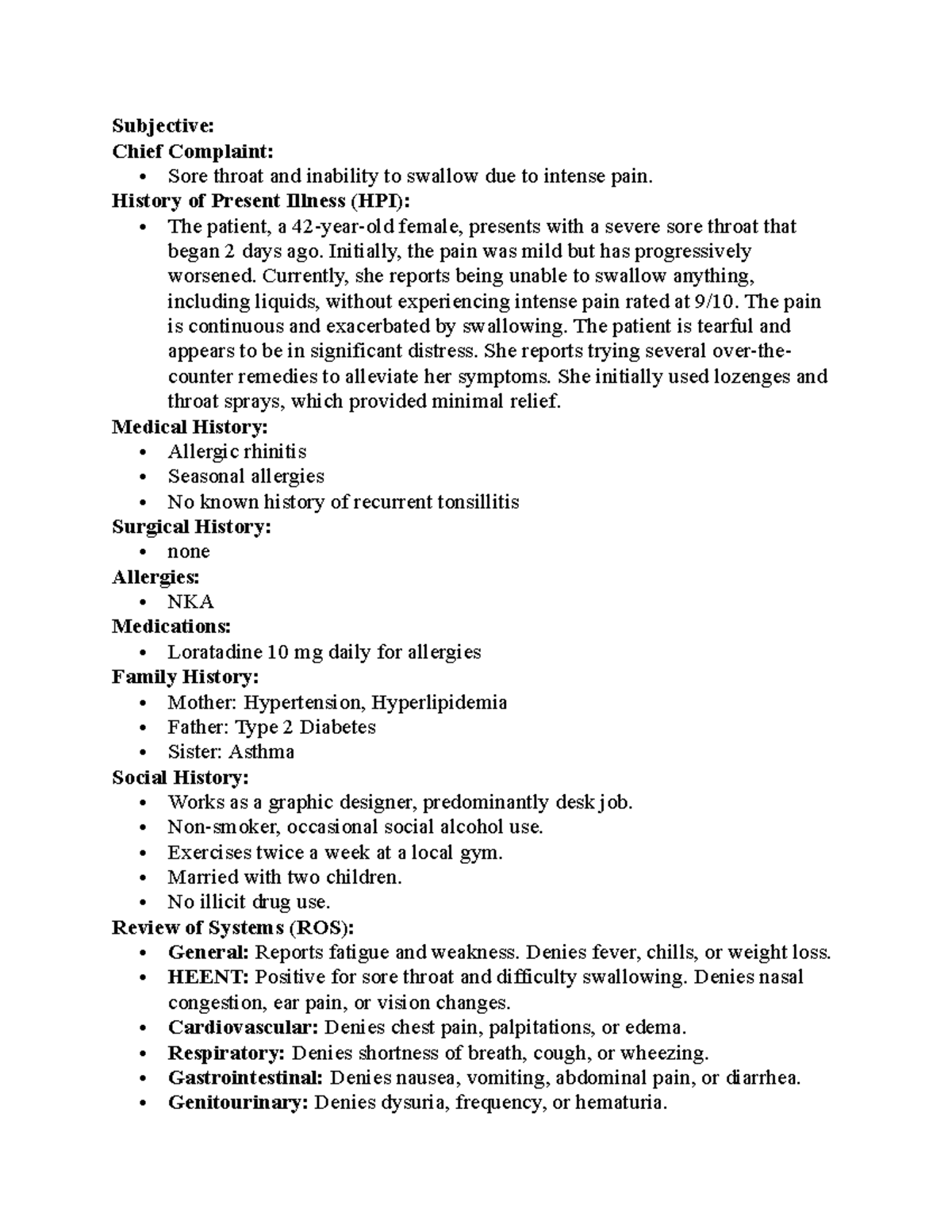 Soap Note 631: Acute Pharyngitis & Tonsillitis Case Analysis - Studocu