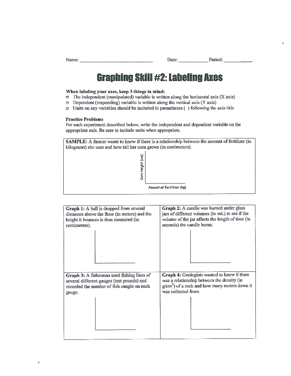 Graphing Skills Packet 2: Advanced Techniques and Exercises - Studocu