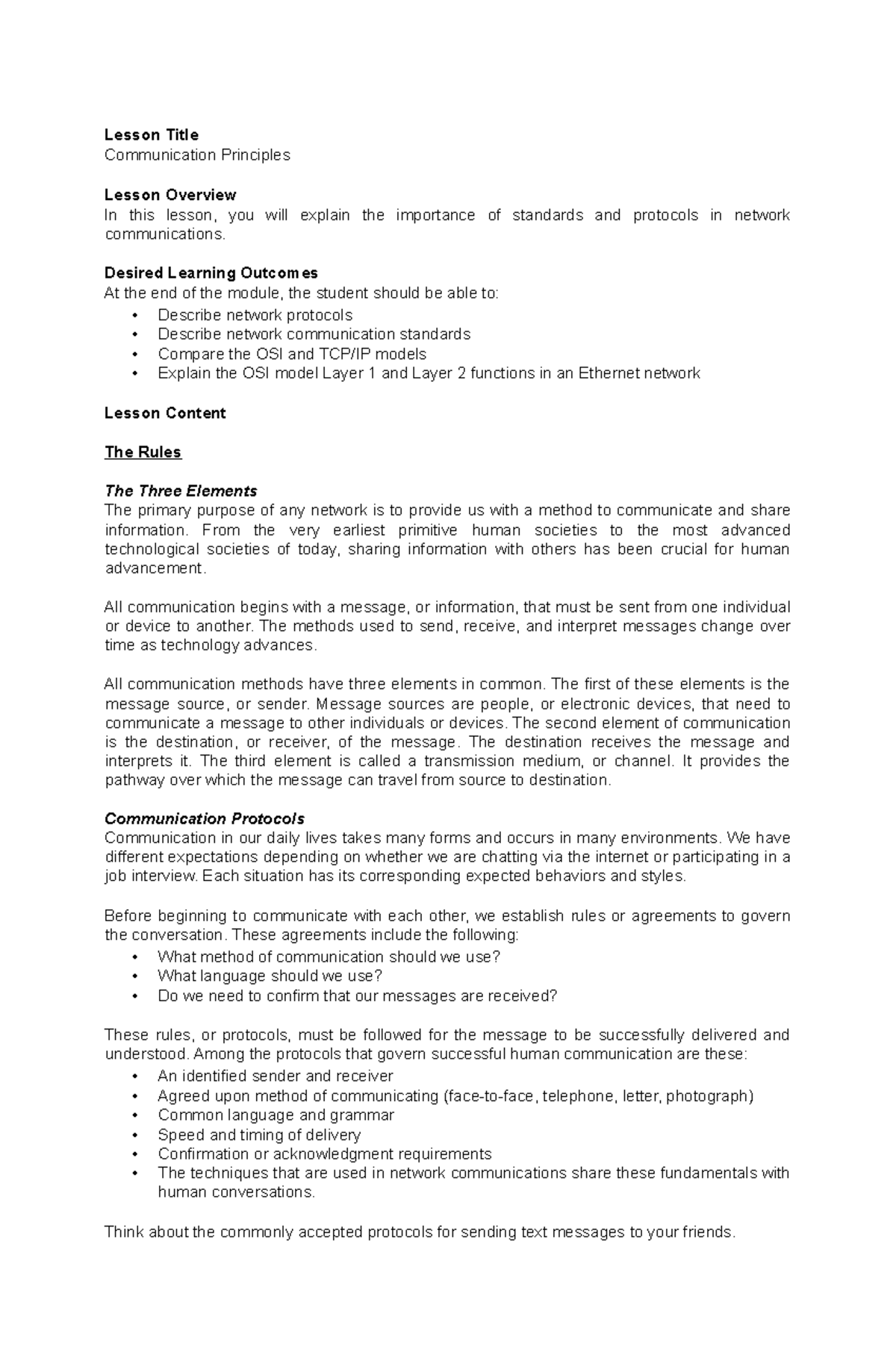 Module 5 - Communication Principles - Lesson Title Communication ...