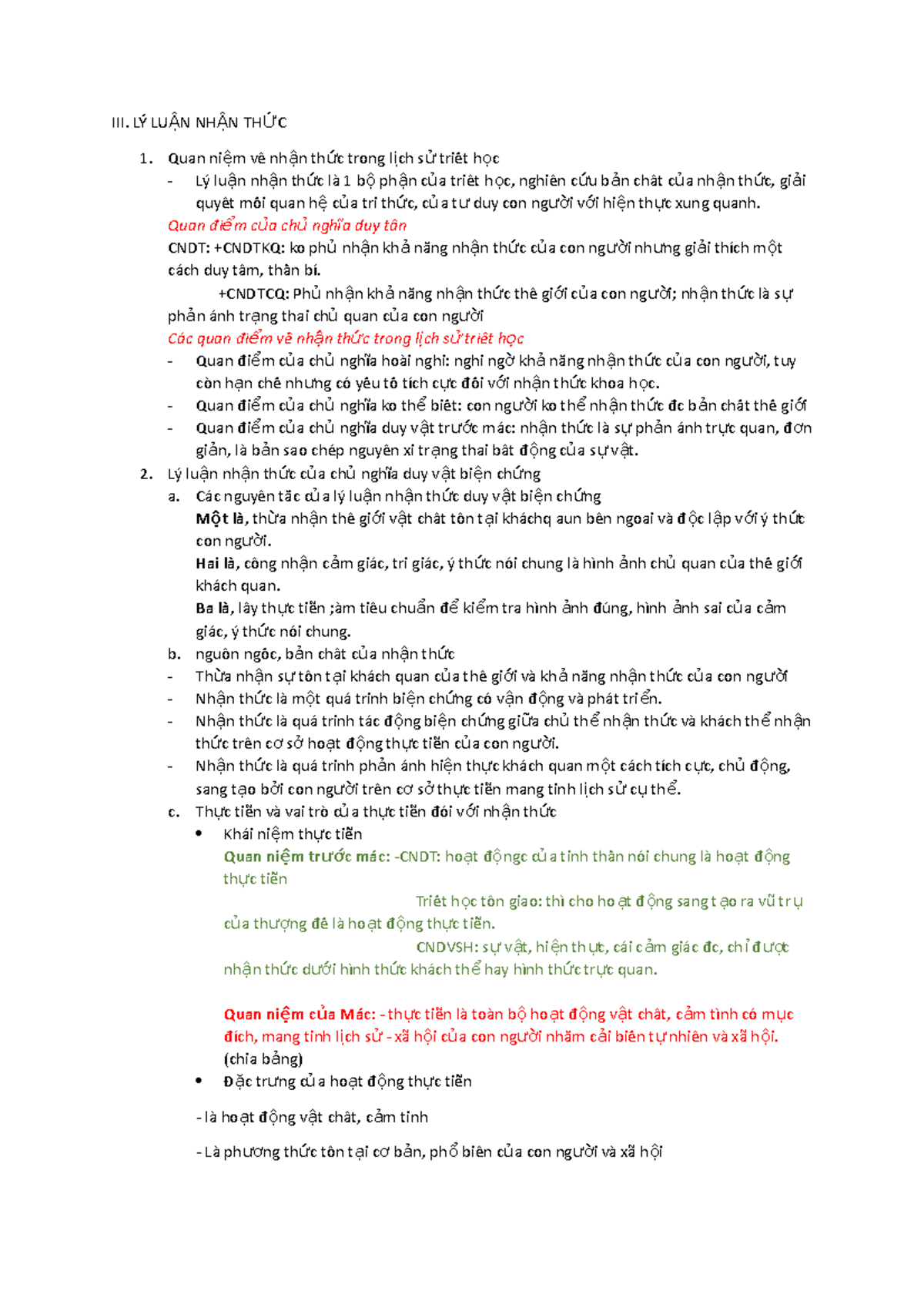 Triết học Mác Lê-nin - III. LÝ LU ẬN NH ẬN TH ỨC Quan ni ệm vềề nh ận th ức trong l ch s ị ử ...