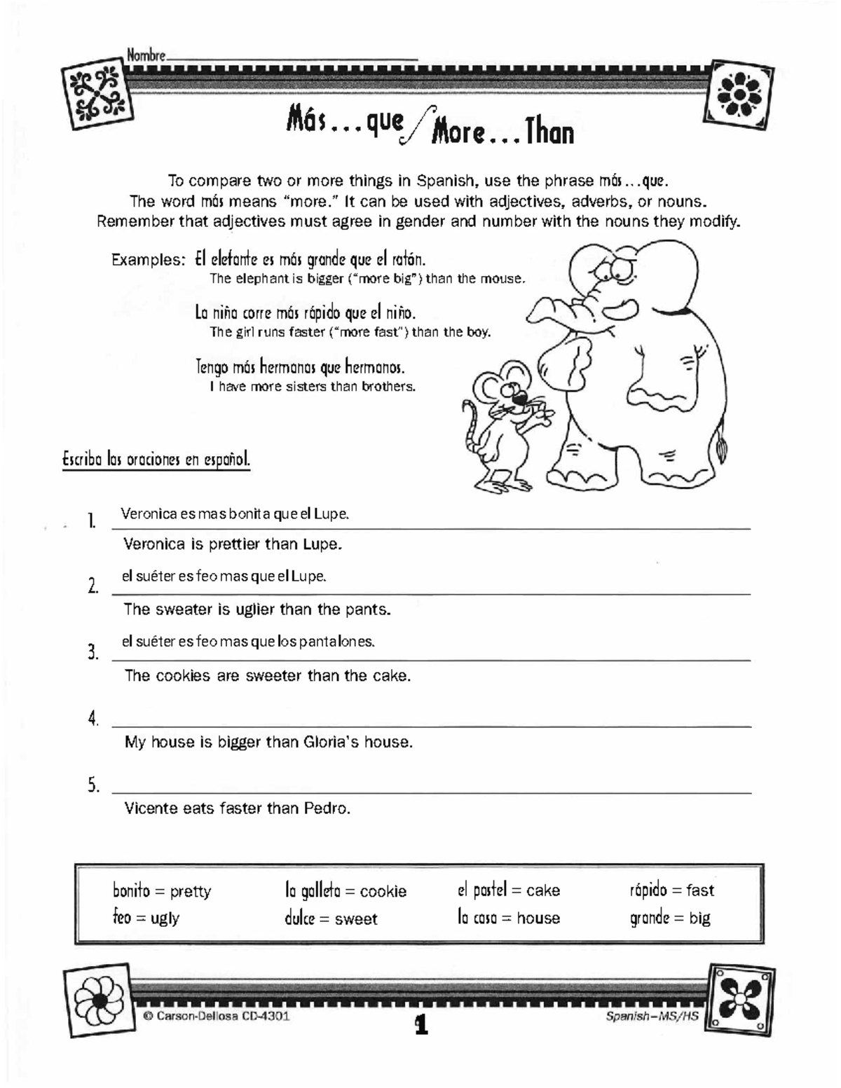 Comparatives Packet 2: Understanding "Más" and "Menos" in Spanish - Studocu