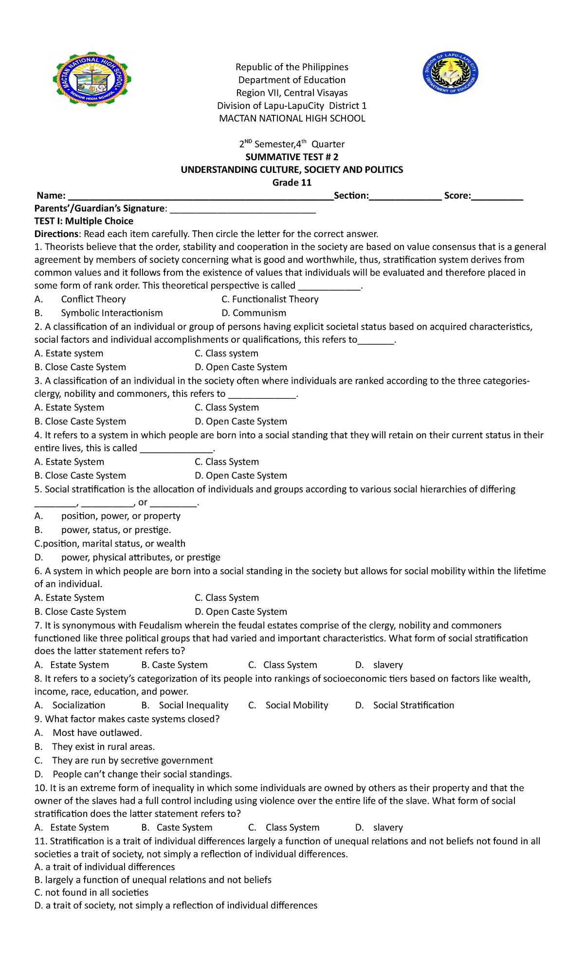 Personal Development Module 1 Week 1 - Lecture Notes 1 - Grade 11 ...