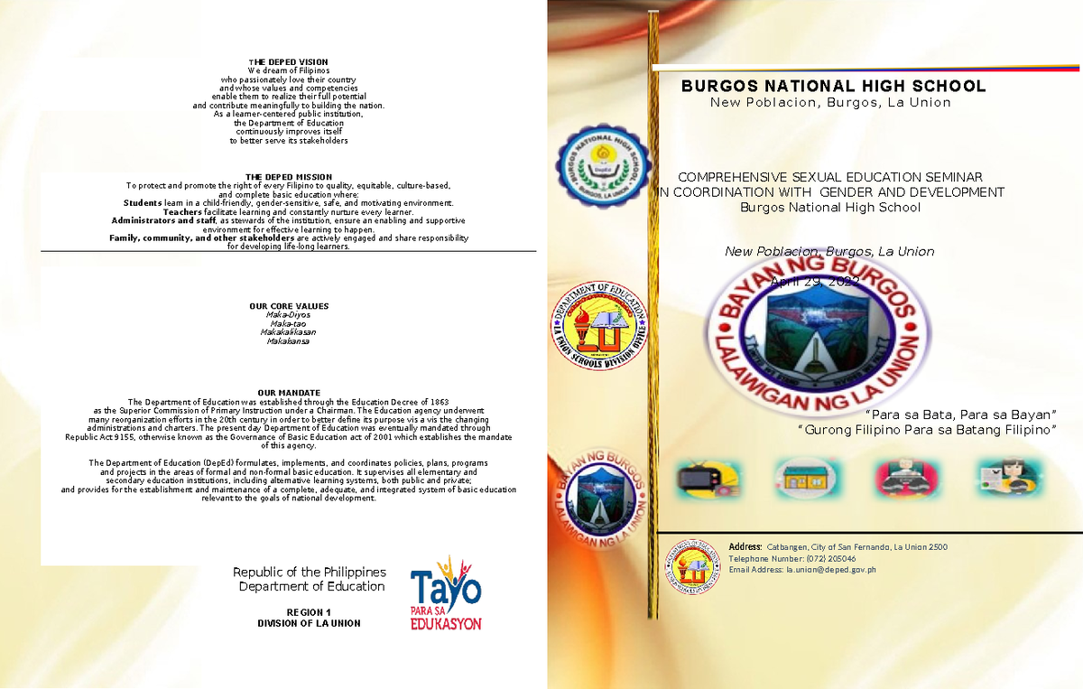 CSE Program Matrix - Comprehensive Sexual Education Seminar (GAD) - Studocu