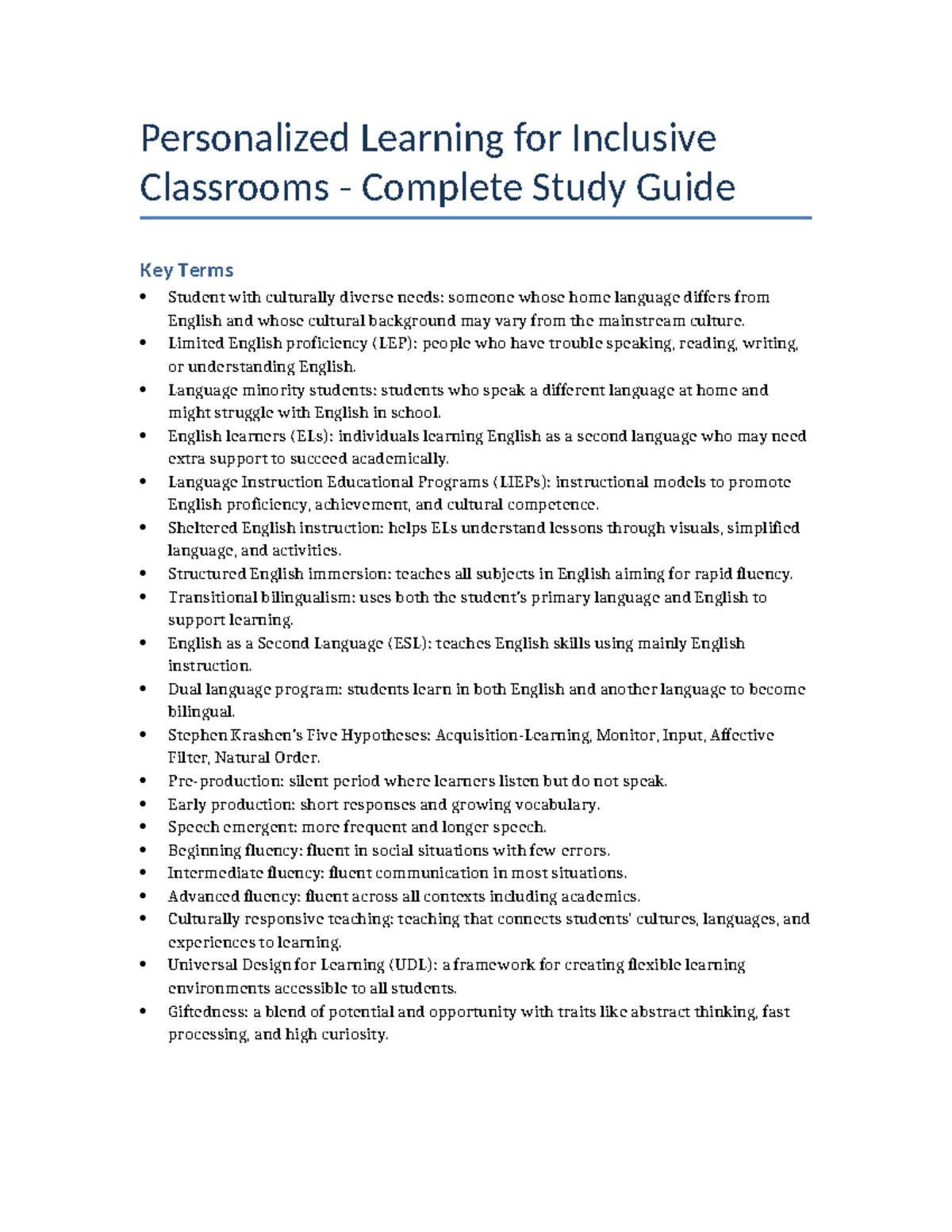 EDU 101: Complete Study Guide on Personalized Learning & Inclusion ...