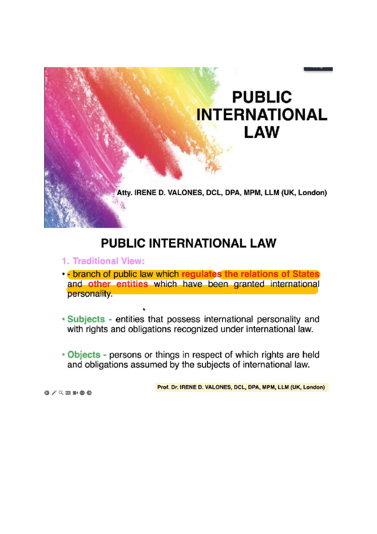 Introduction to Public International Law (PILA) by Atty. Irene D ...