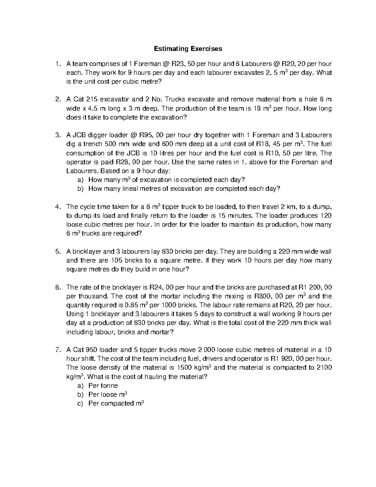Estimate example and solution on Site Clearing - Determine the rate and ...